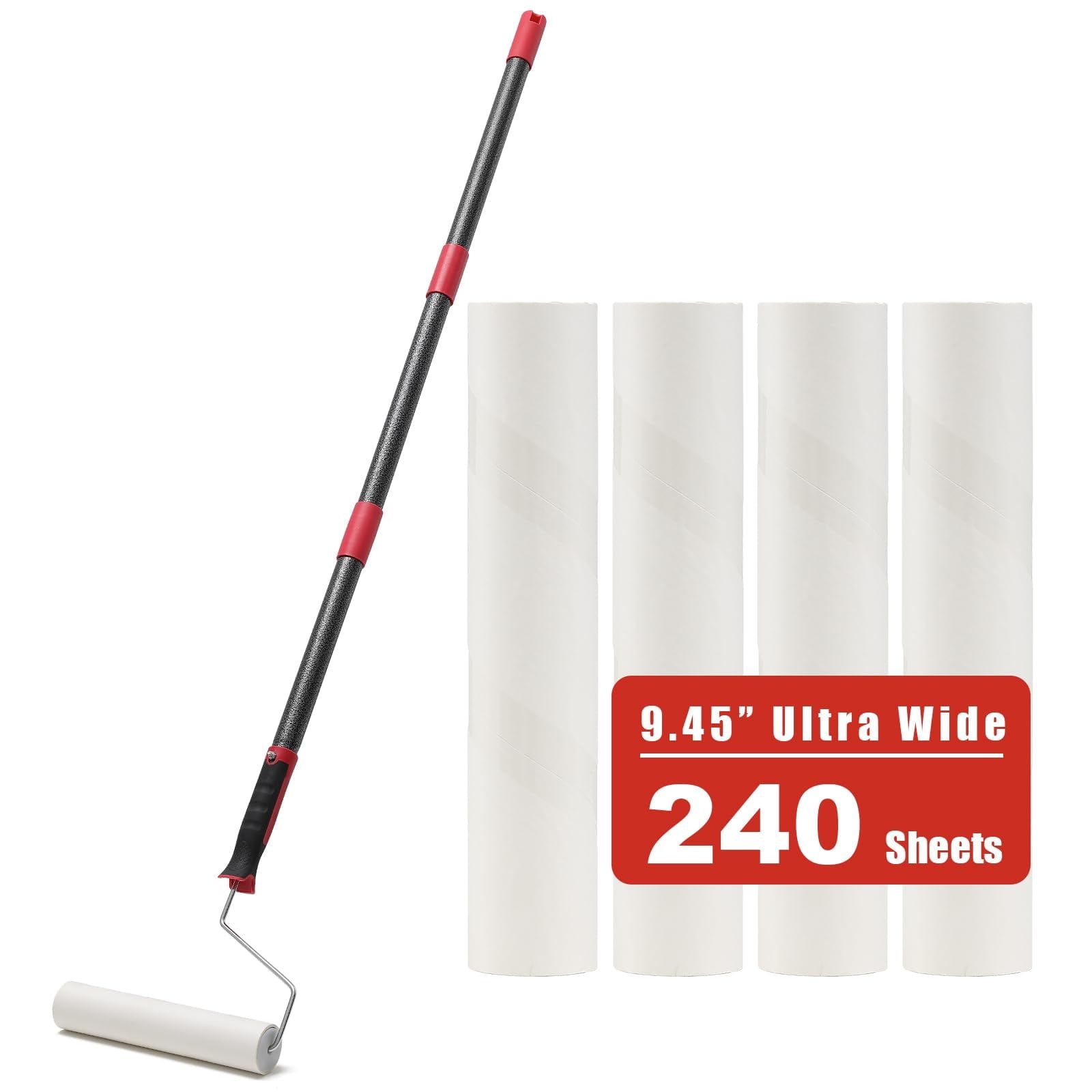 Extra Long Handle Lint Roller for Pet Hair – Heavy Duty Sticky Adhesive ...
