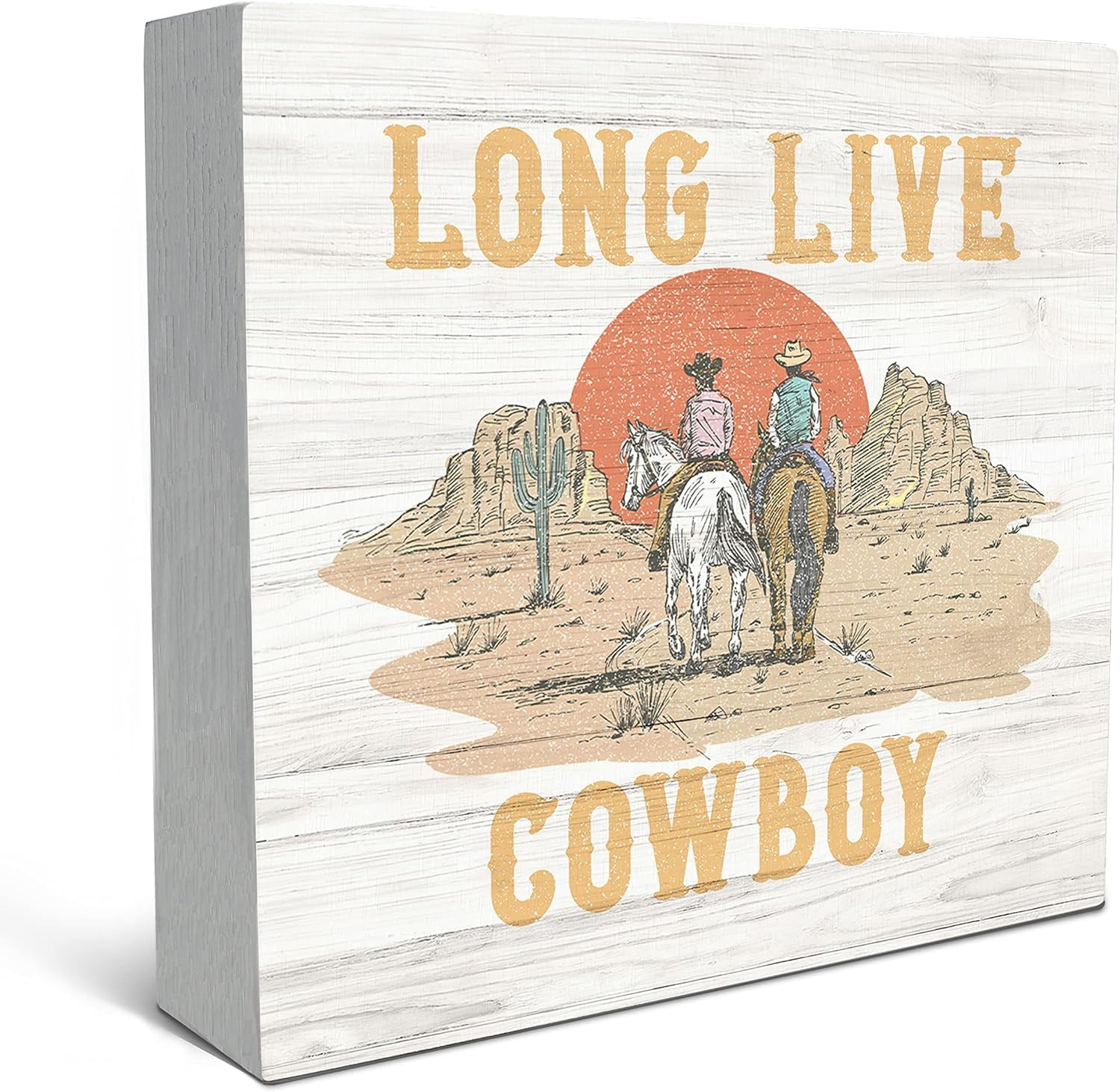 Long Live Cowboy Wood Box Sign Desk Decor，Retro Western Cowboy Cowgirl ...