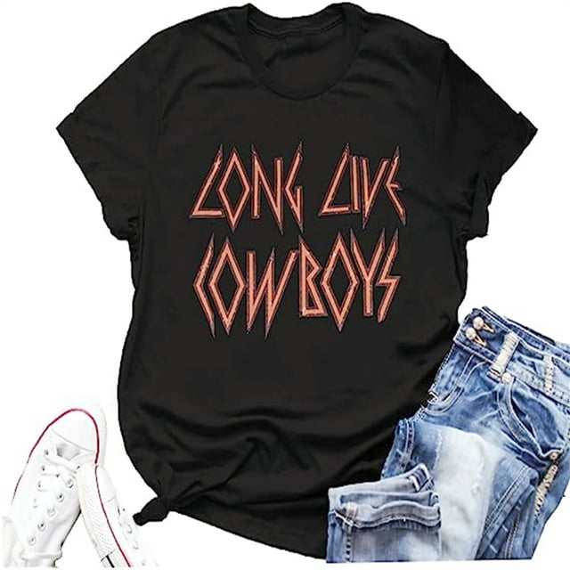 Long Live Cowboys Shirts Women Western Vintage Graphic Tees Funny ...