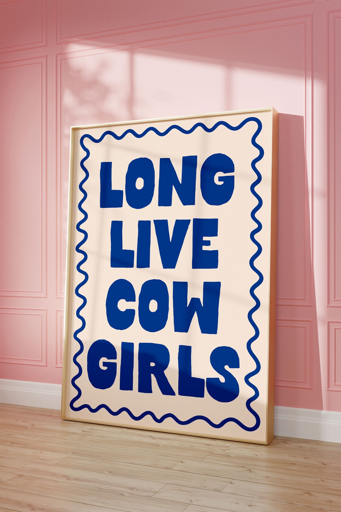 Long Live Cowgirls Art Print, Western Boho Cowgirl Poster Blue Neutral ...