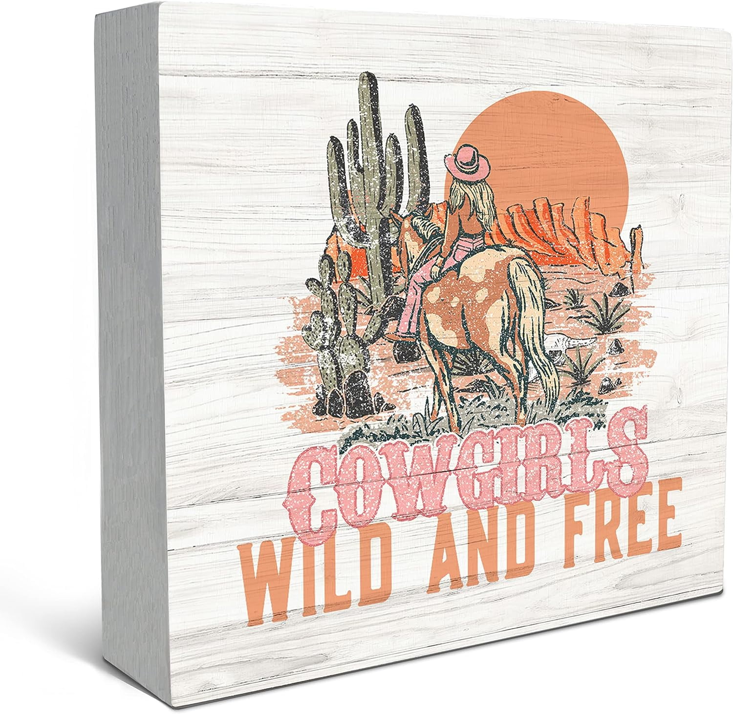 Long Live Cowgirls Wood Box Sign Desk Decor，Retro Western Sunset ...