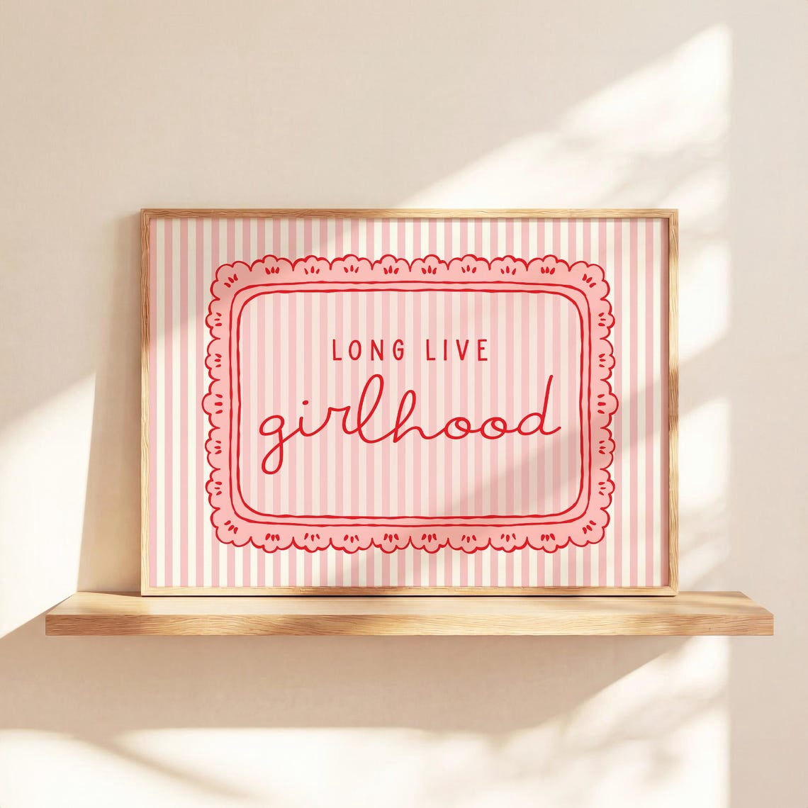 Long Live Girlhood Pink Red Nursery Striped Girl Room Vintage Retro ...