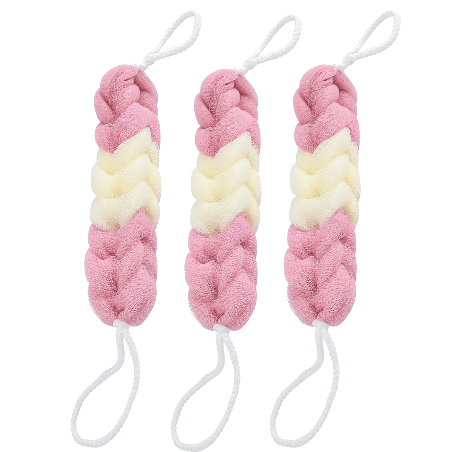 Long Loofah for Shower, 3 Pack Stretchable Braided Loofahs Sponge, Mesh ...