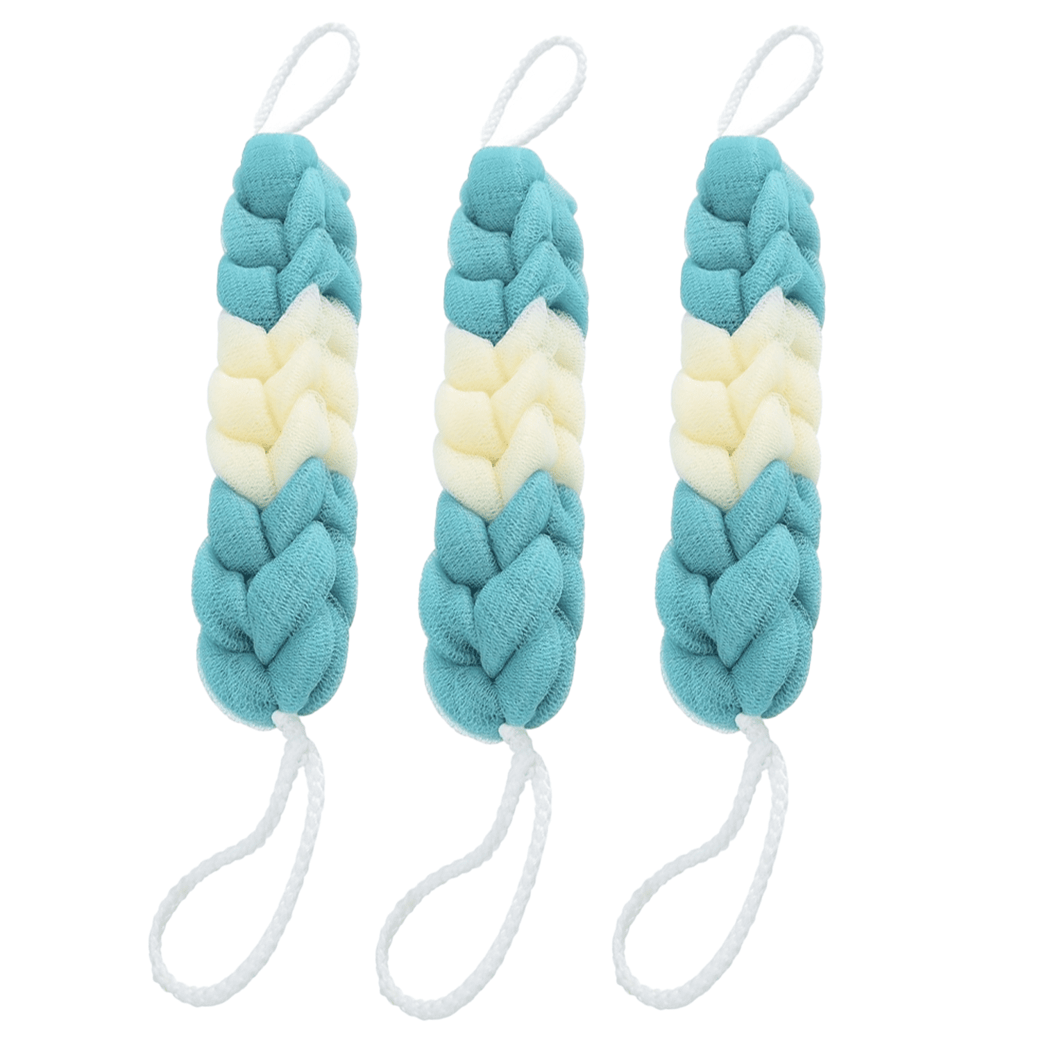 Long Loofah for Shower, 3 Pack Stretchable Braided Loofahs Sponge, Mesh ...