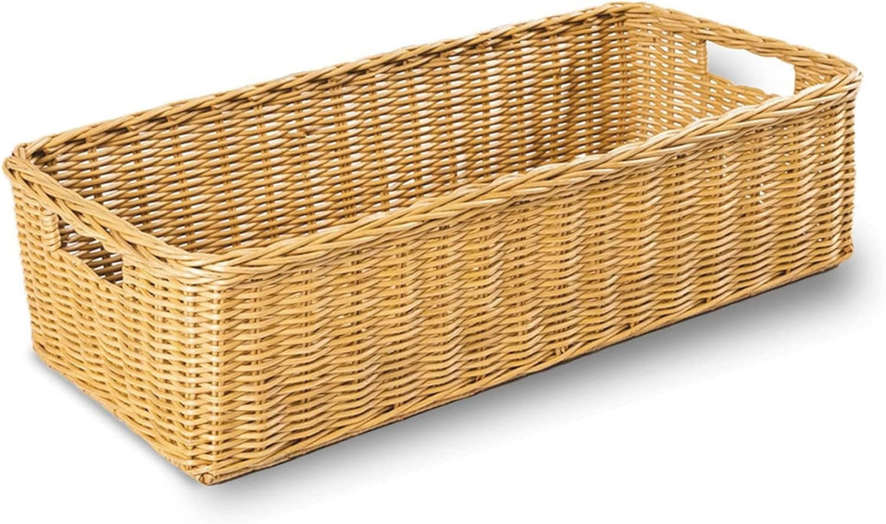 Long Low Wicker Basket, Large, 25 in L x 11.5 in W x 7 in H, Sandstone ...
