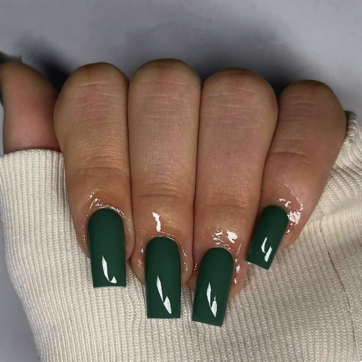 Long Medium Press On Nails Coffin Nails Press Ons Gloss,Baby Pink Color Full Cover Long Fake ...