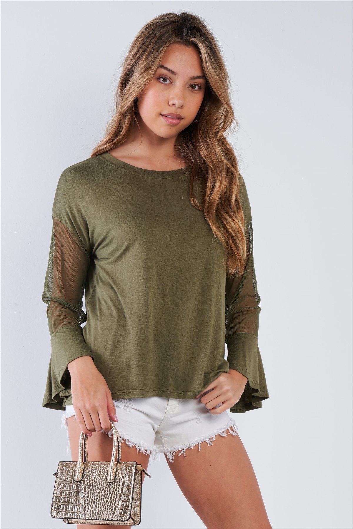 Long Mesh Sleeve Top - Walmart.com