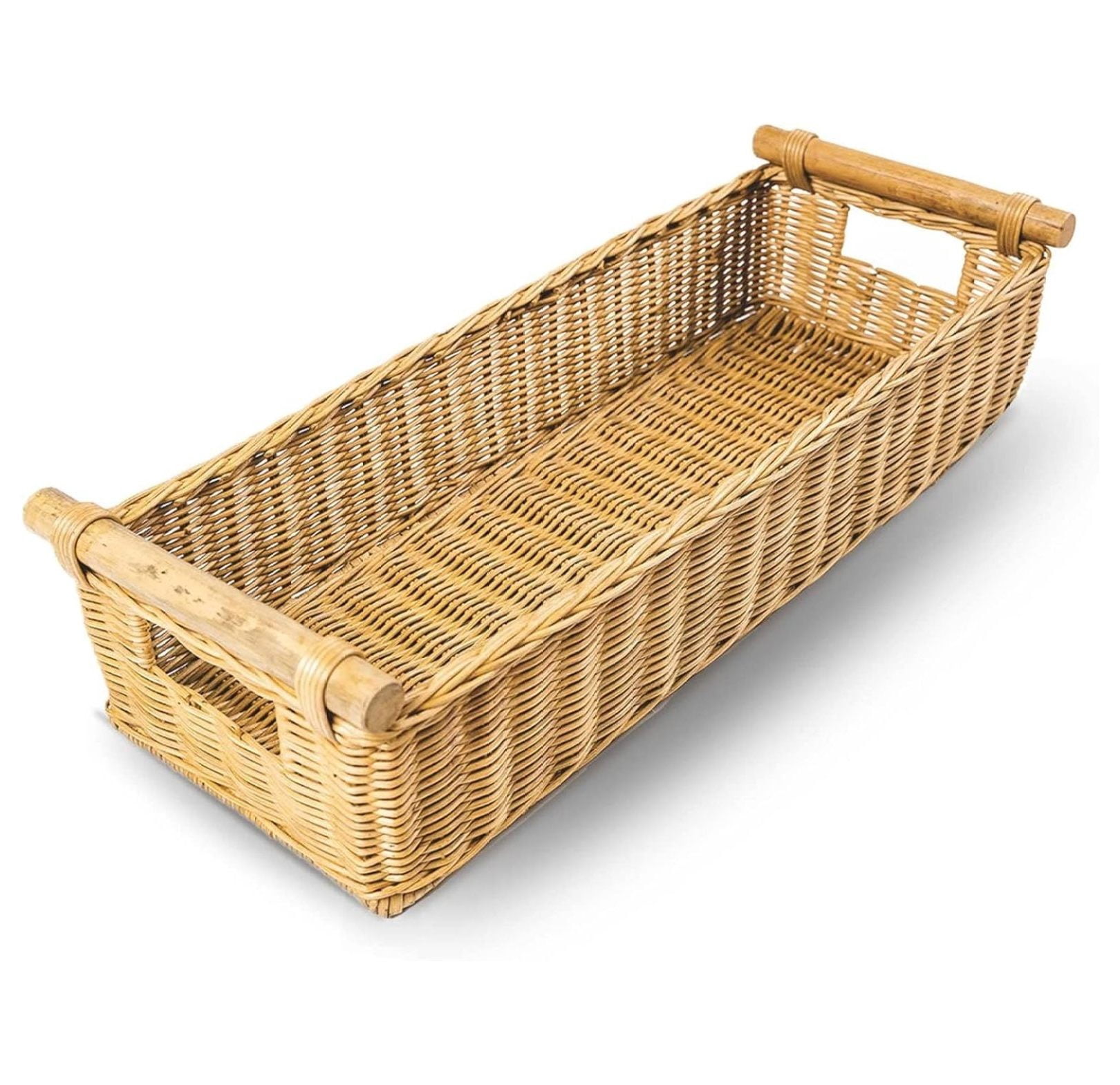 Long Narrow Pole Handle Wicker Basket, Large, 21 in L x 8 in W x 6 in H ...