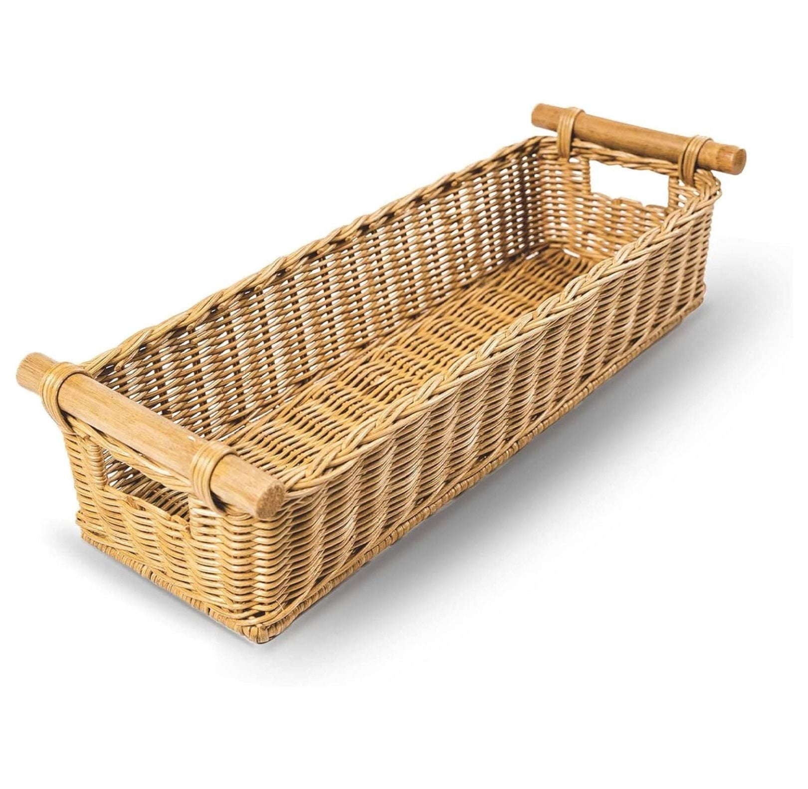 Long Narrow Pole Handle Wicker Basket, Medium, 19 in L x 7 in W x 5.5 ...