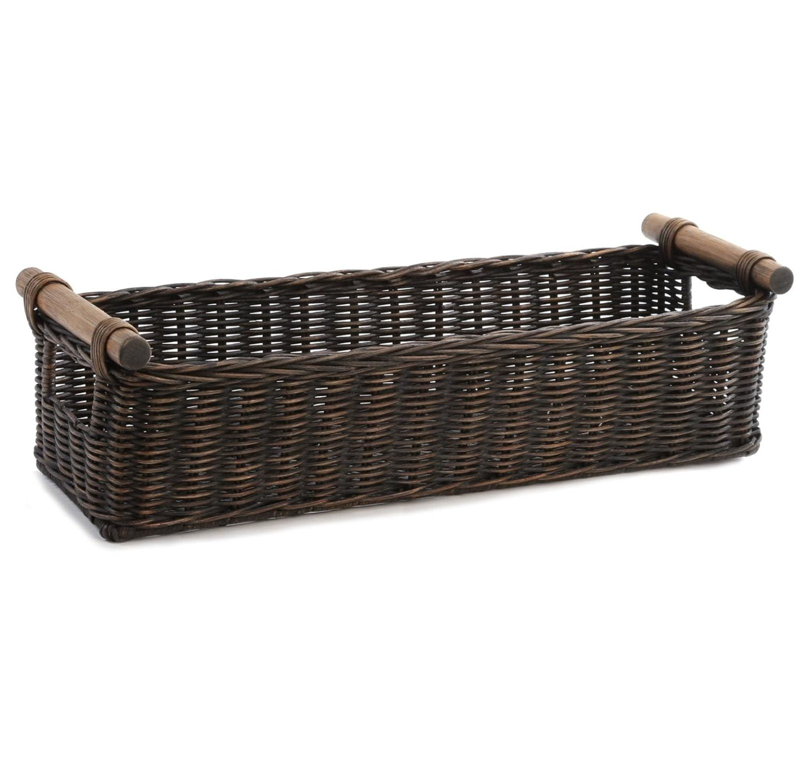 Long Narrow Pole Handle Wicker Basket, Small, 17 in L x 5 in W x 5.25 ...