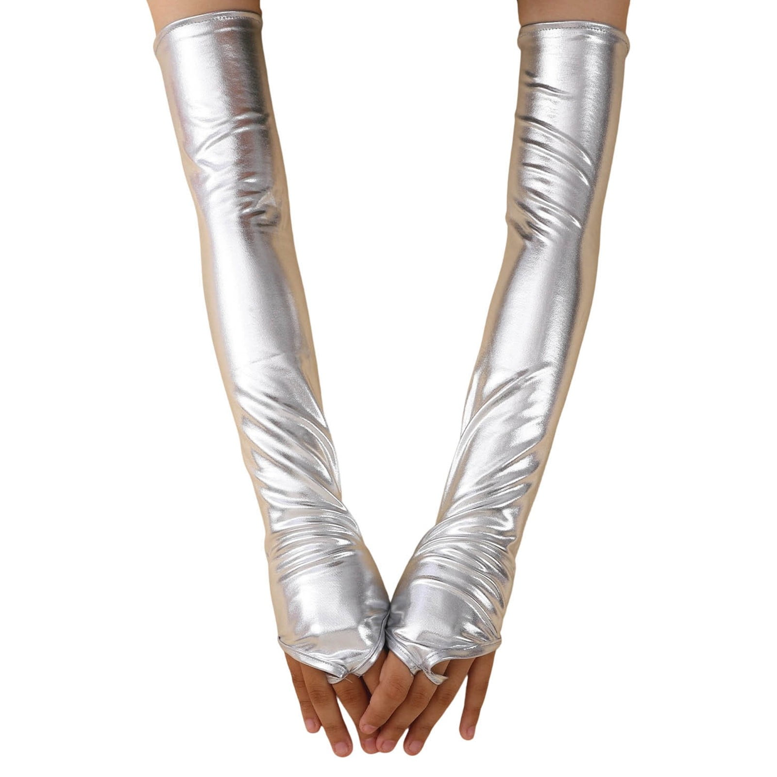 Long Opera Evening Wear Elbow Length Fingerless Mittens Elegant Satin ...