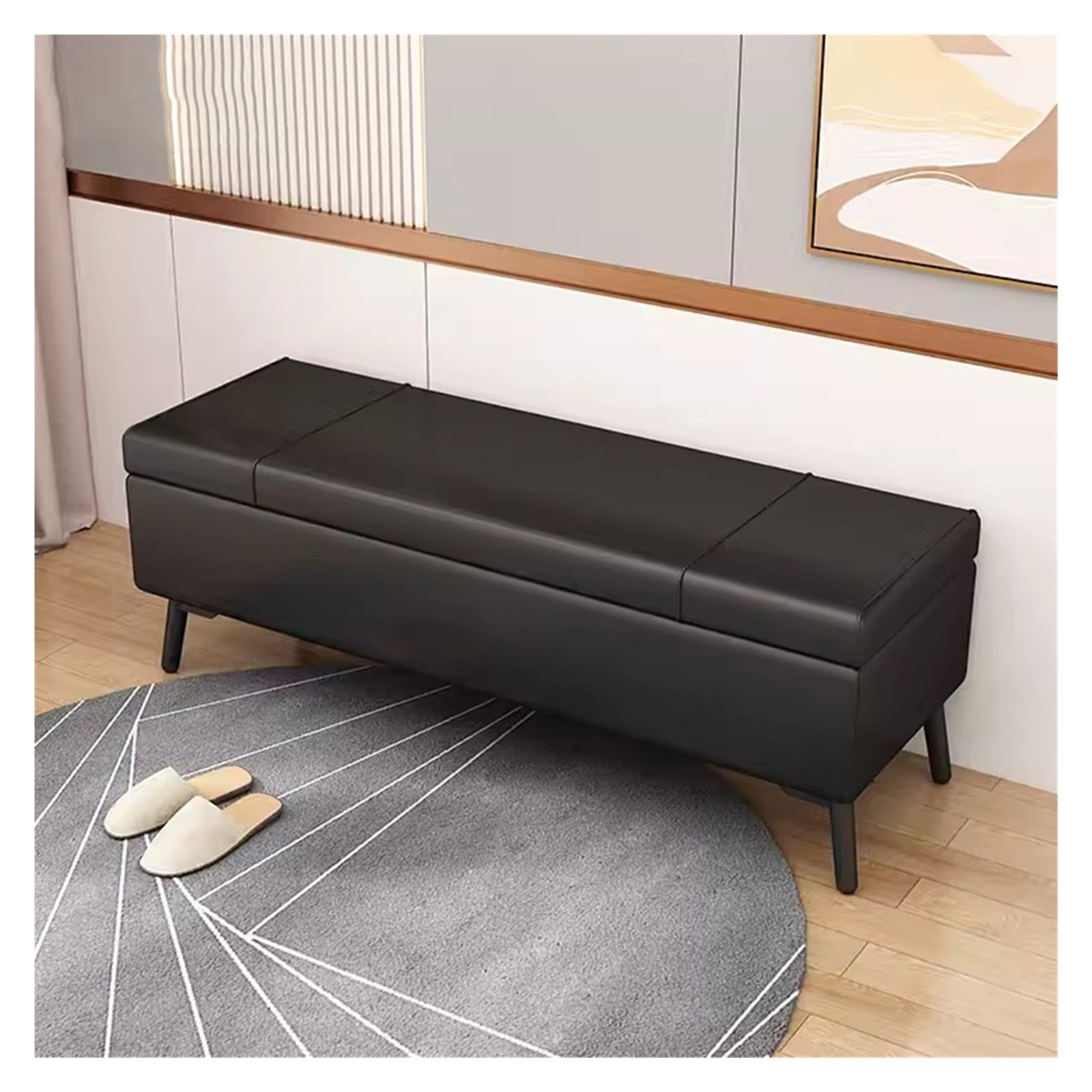 Long Ottoman Bench with Storage,Footstool End of Bed Benches,Faux ...