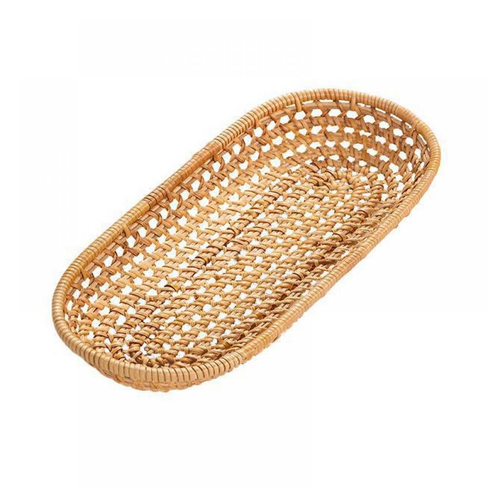 Long Oval Rattan Bread Basket, Large Woven Loaf Food Serving Baskets ...