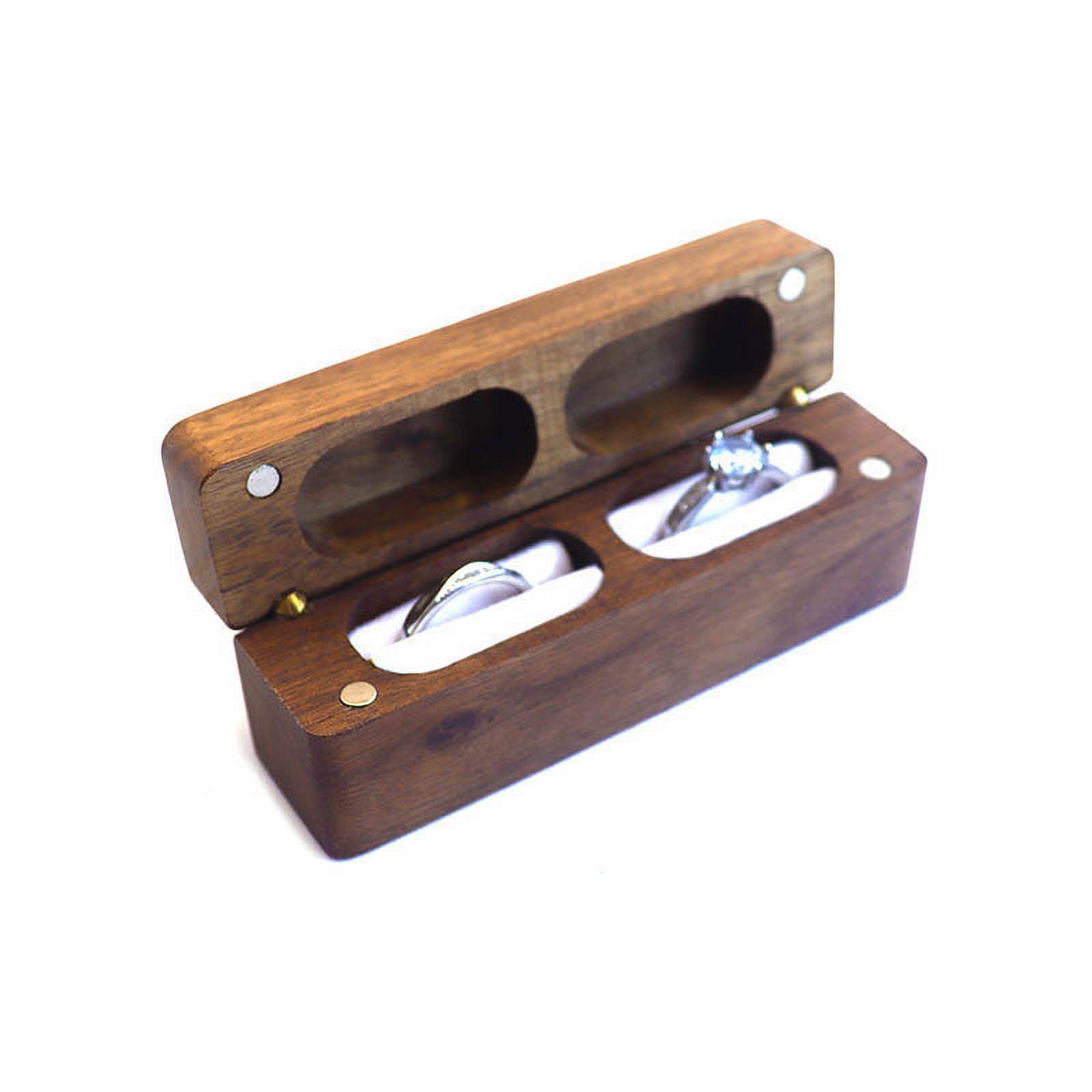 Long Pair Ring Box Magnetic Ring Jewellery Box Jewellery Black Walnut ...