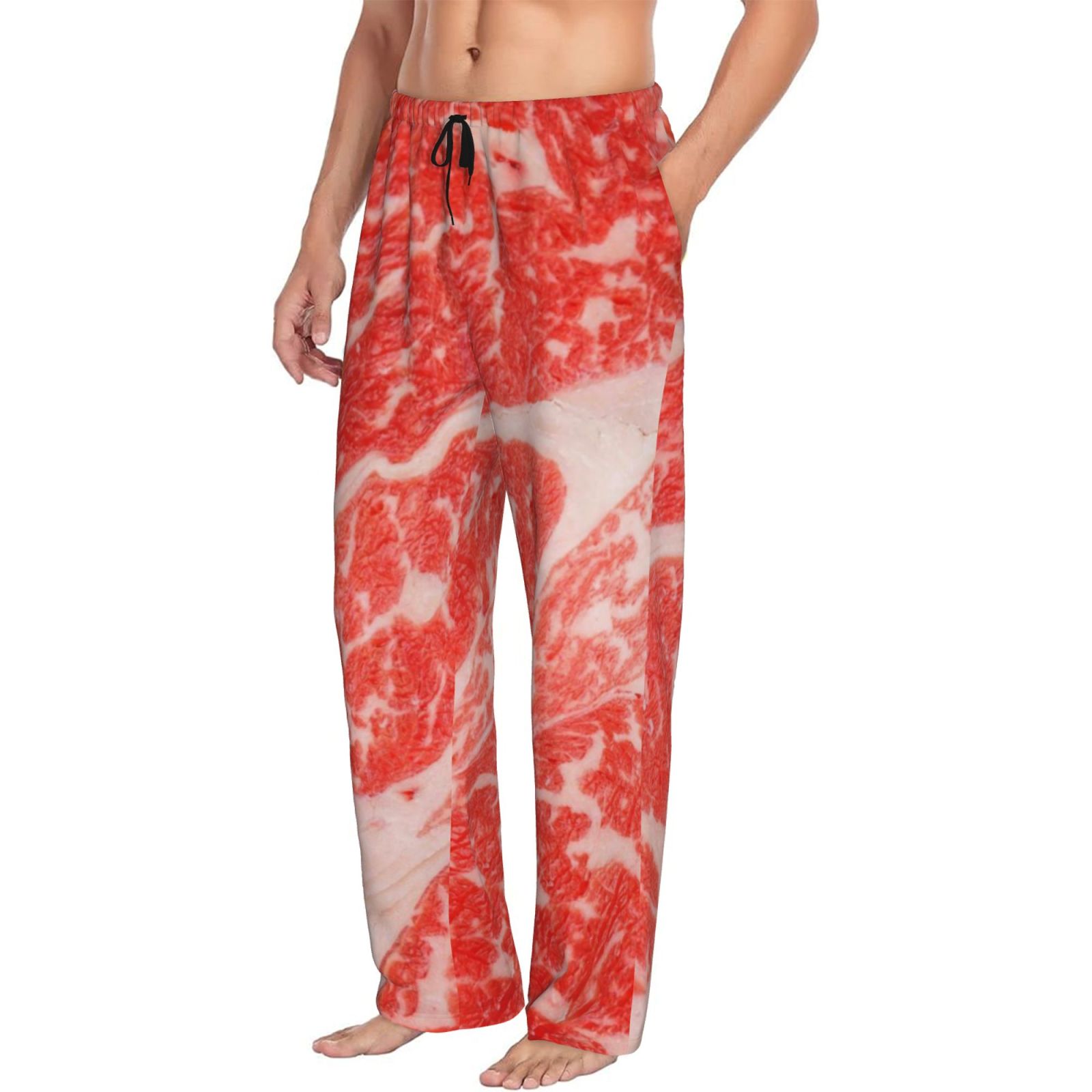 Long Pajama Pants for Men, Beef Steaks Comfort Mens Bottoms Sleep Pants ...