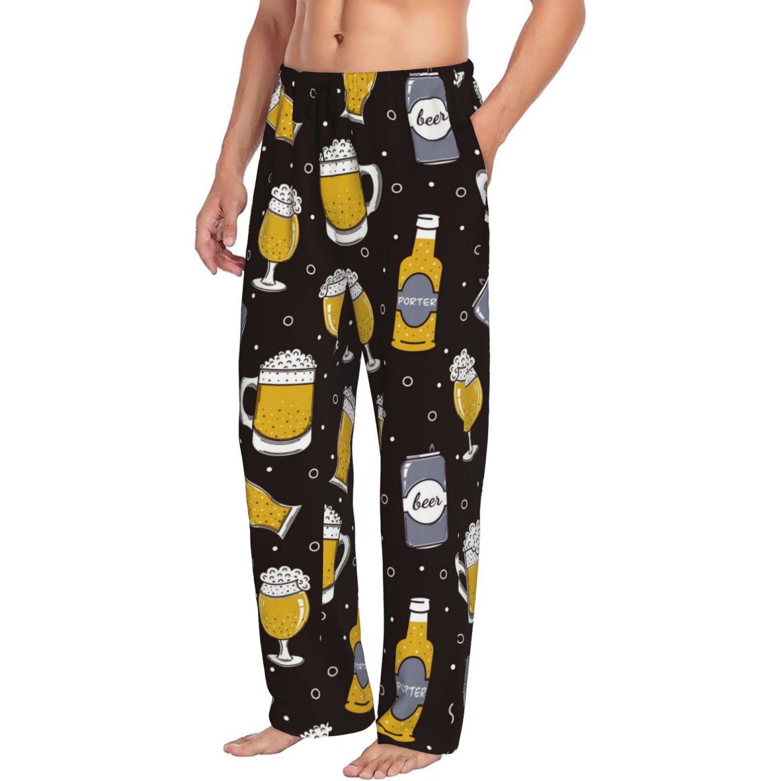 Long Pajama Pants for Men, Beer In A Bottle Comfort Mens Bottoms Sleep ...
