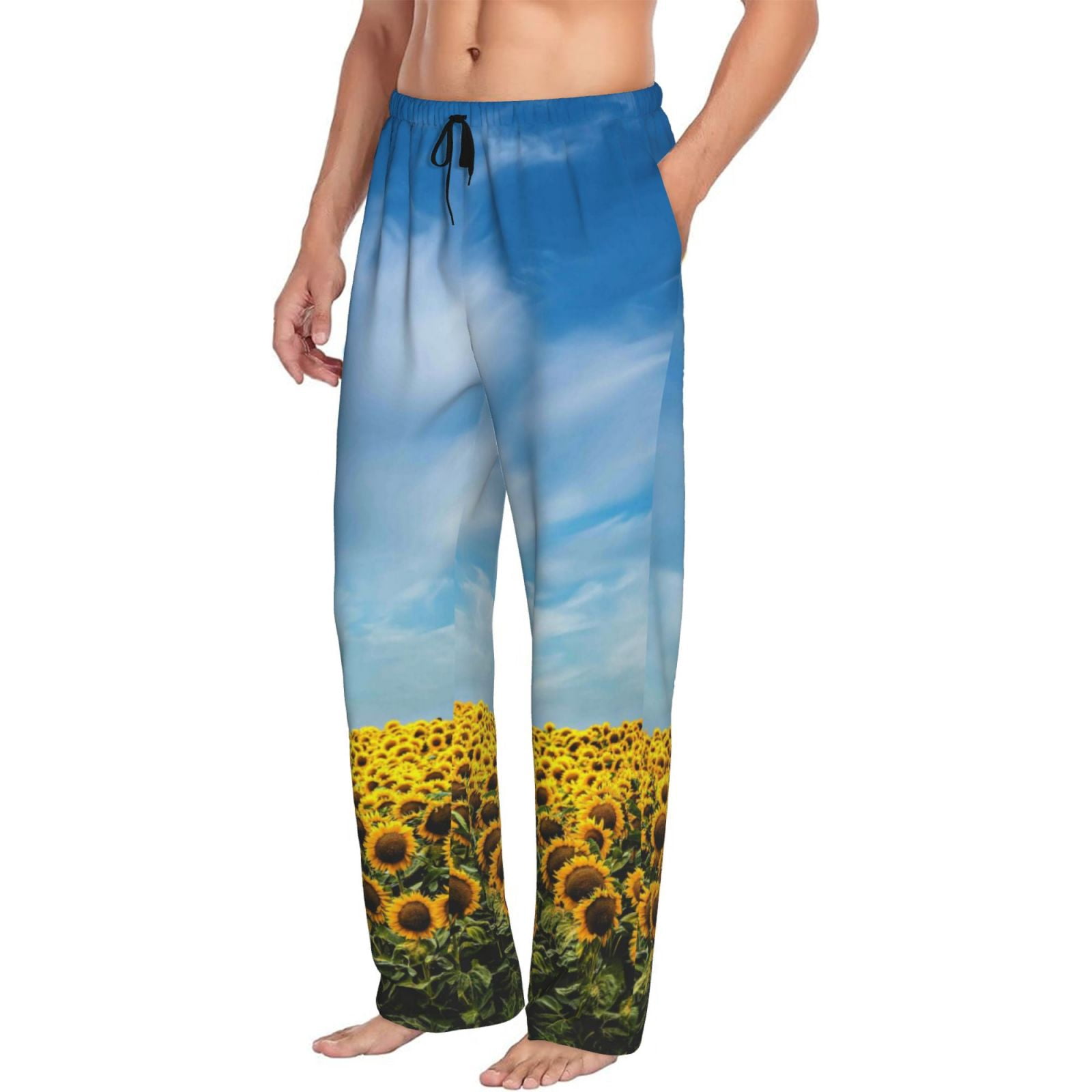 Long Pajama Pants for Men, Blooming Sunflower Field Comfort Mens ...