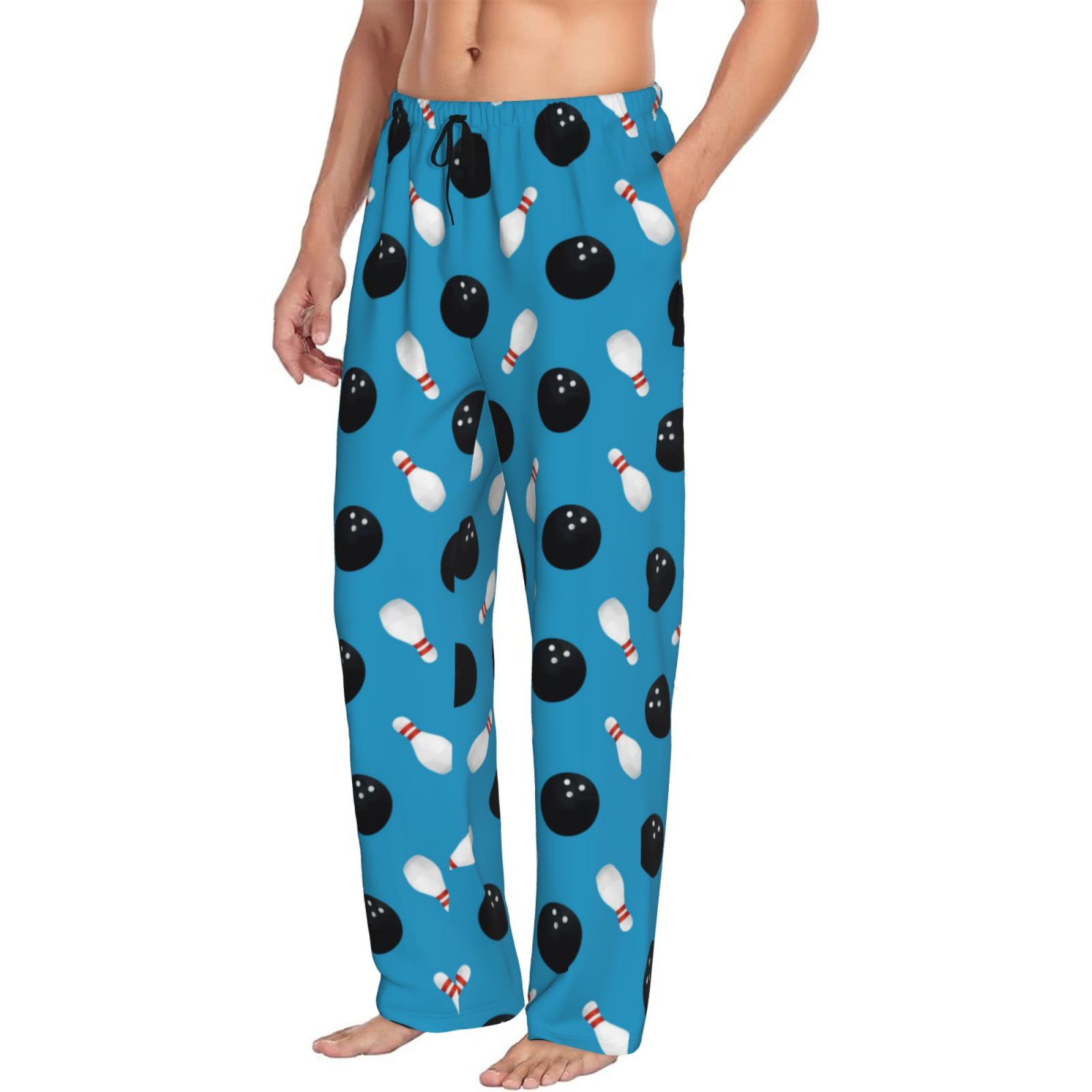 Long Pajama Pants for Men, Bowling Balls Comfort Mens Bottoms Sleep ...