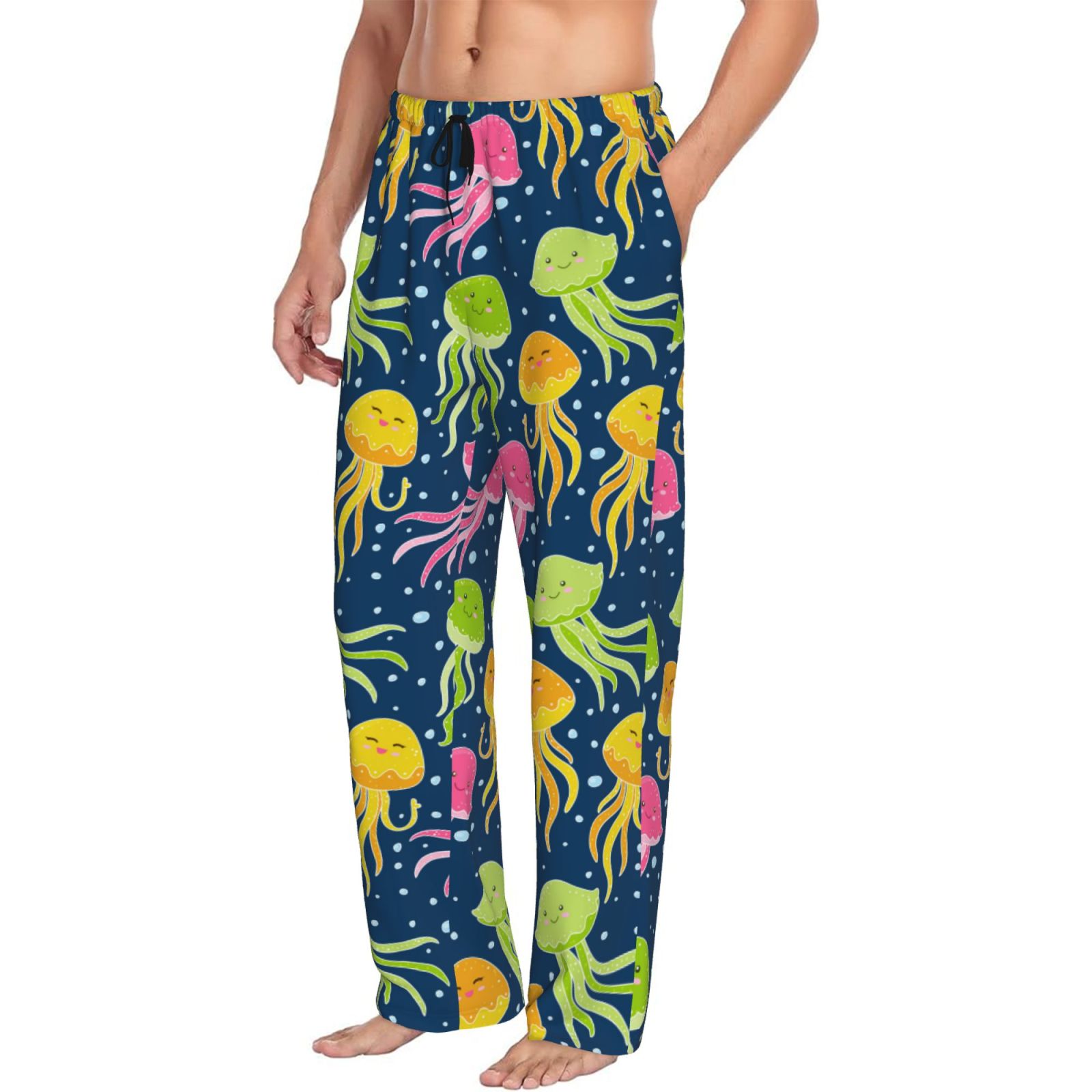 Long Pajama Pants for Men, Bubble Jellies Comfort Mens Bottoms Sleep ...