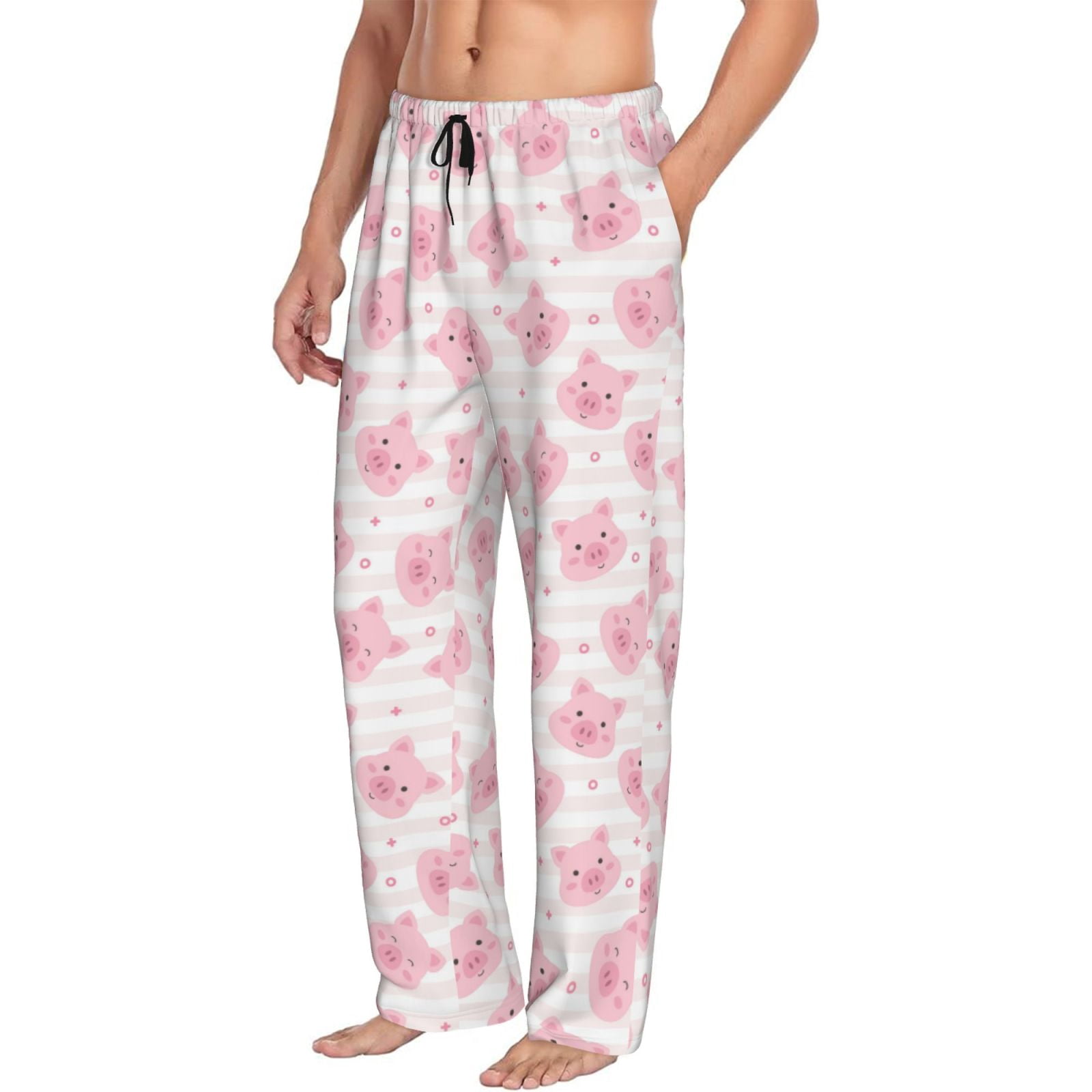 Long Pajama Pants for Men, Cartoon Pig Comfort Mens Bottoms Sleep Pants ...