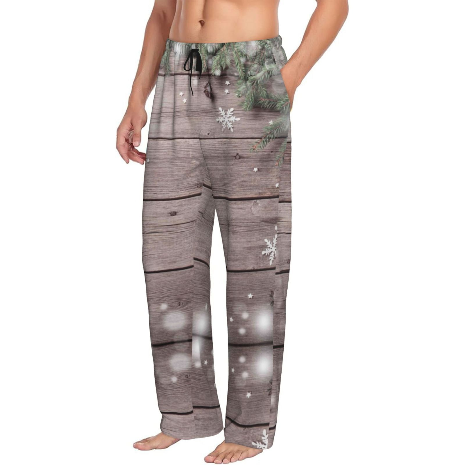 Long Pajama Pants for Men, Christmas Fir Tree Branch Snowflake Comfort ...
