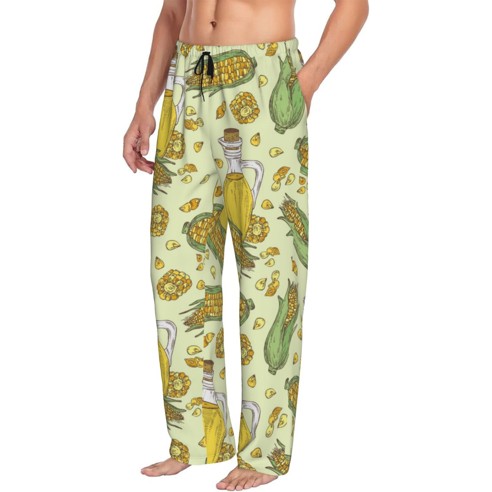 Long Pajama Pants for Men, Corn And Corn Oil Comfort Mens Bottoms Sleep ...