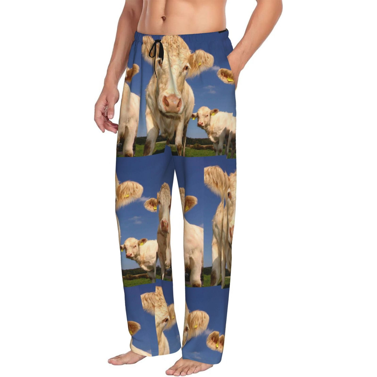 Long Pajama Pants for Men, Cows Cattles Comfort Mens Bottoms Sleep ...