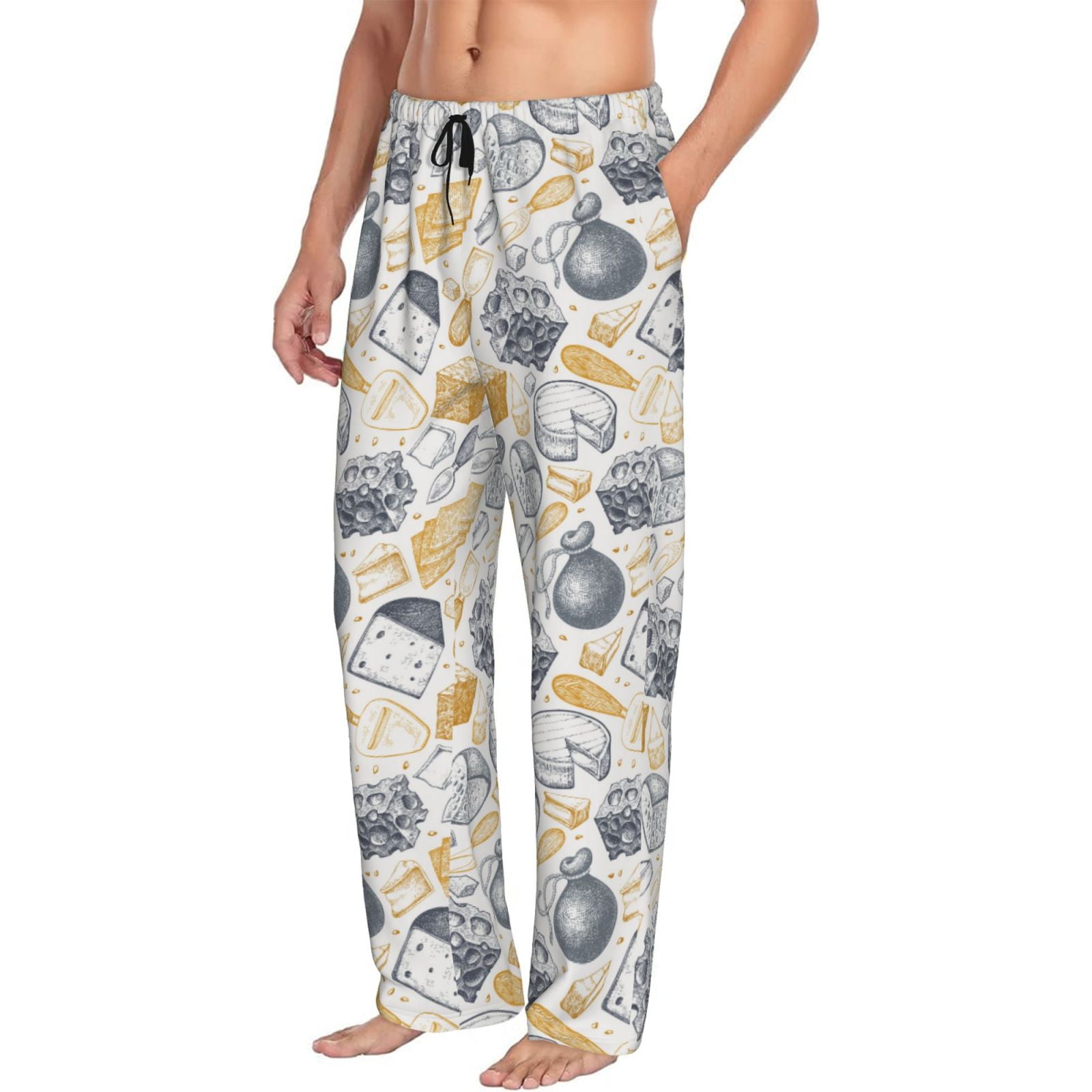 Long Pajama Pants for Men, Cute Cheese Cake Comfort Mens Bottoms Sleep ...