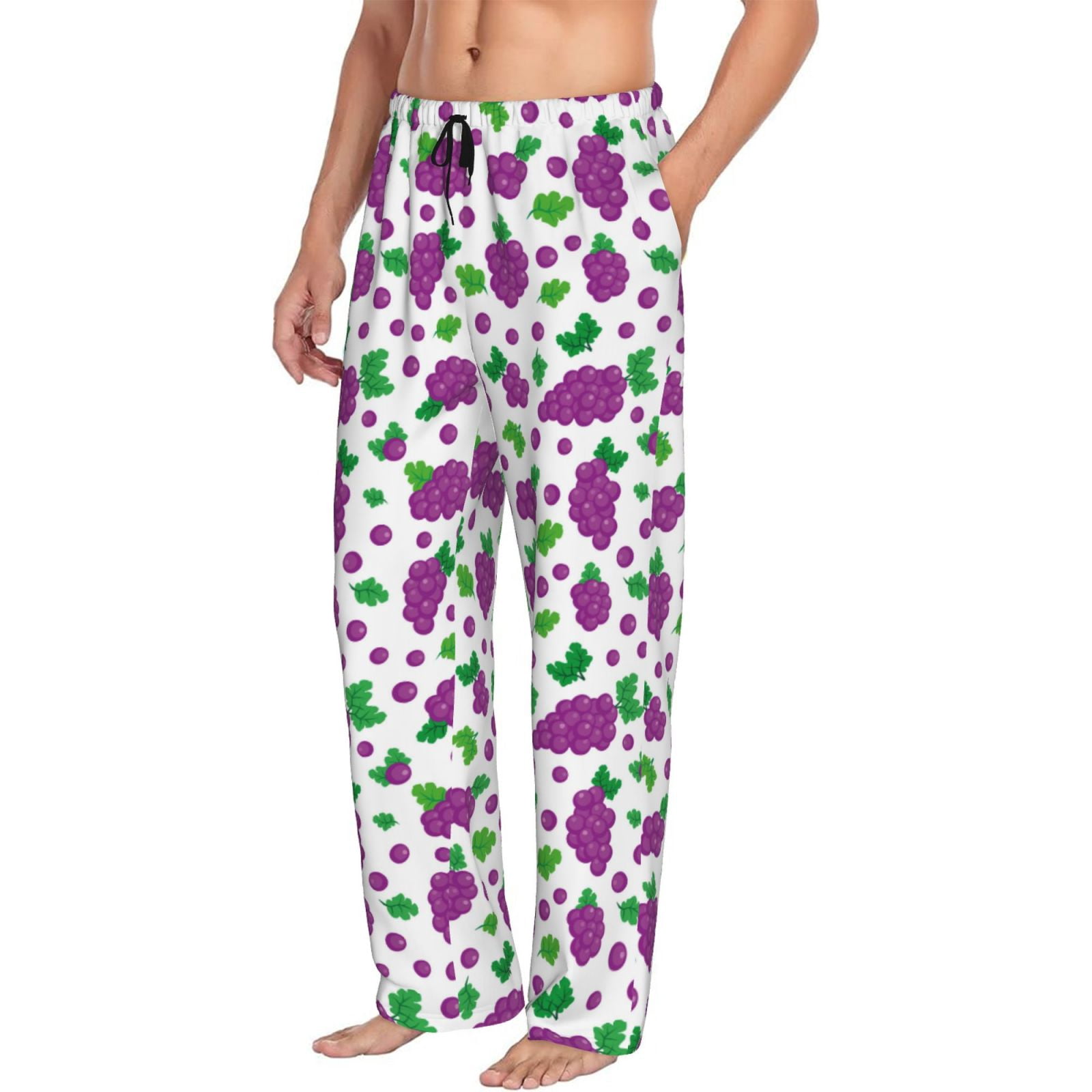 Long Pajama Pants for Men, Cute Grape Vegetable Comfort Mens Bottoms ...