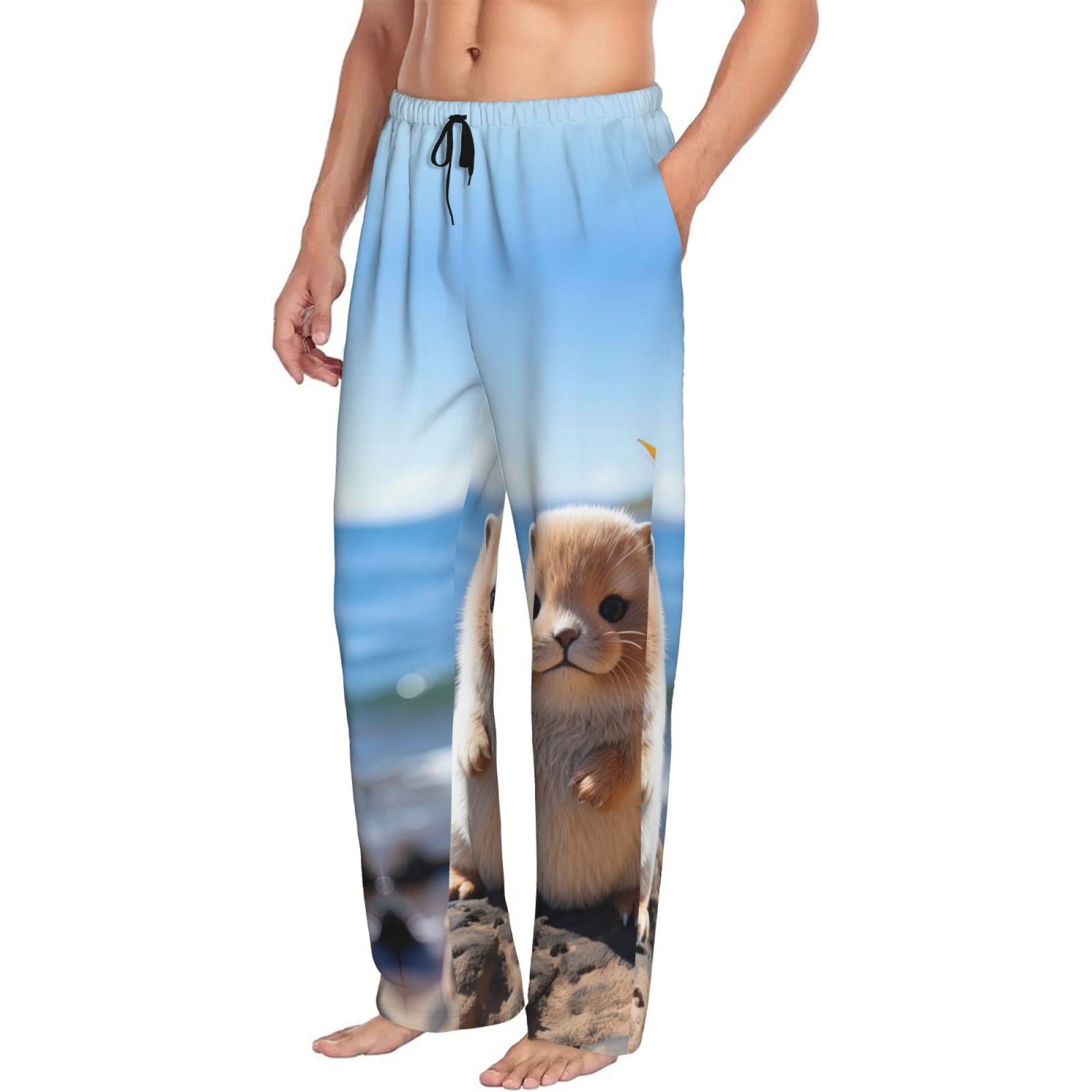 Long Pajama Pants for Men, Cute Guinea Pig Sea Comfort Mens Bottoms ...