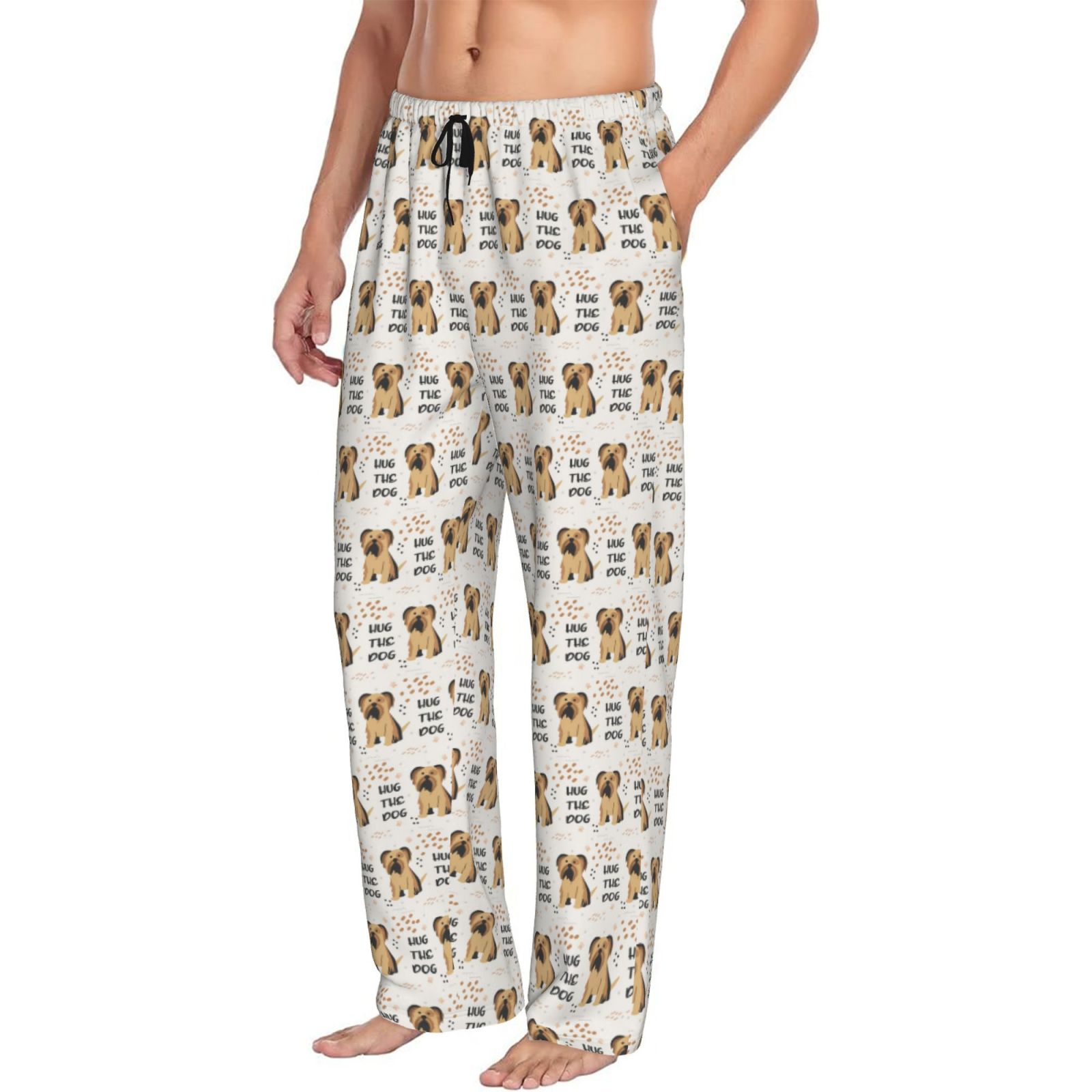 Long Pajama Pants for Men, Cute hug Dog Puppy Comfort Mens Bottoms ...