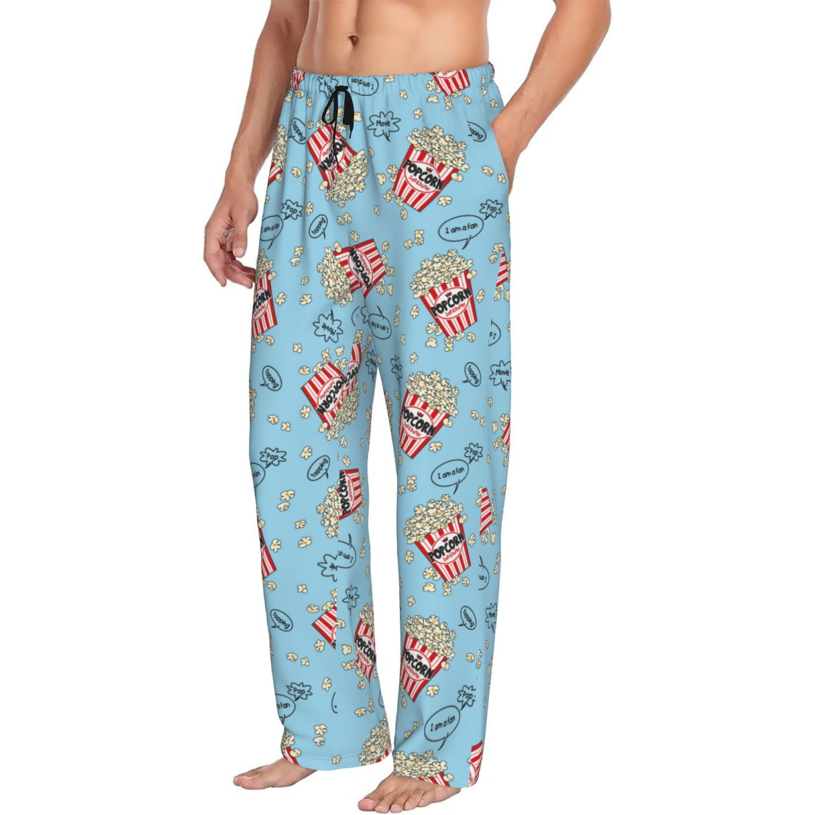 Long Pajama Pants for Men, Delicious Popcorn Comfort Mens Bottoms Sleep ...