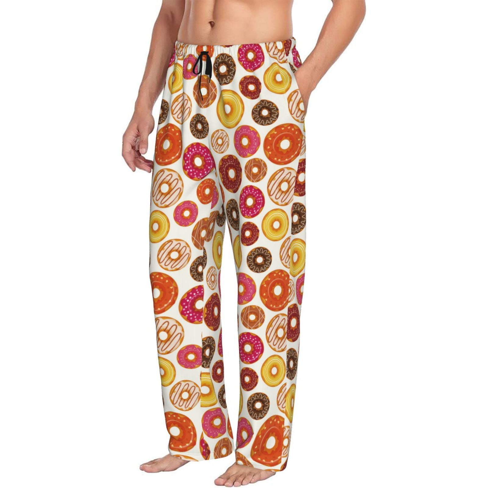 Long Pajama Pants for Men, Donut pattern Comfort Mens Bottoms Sleep ...