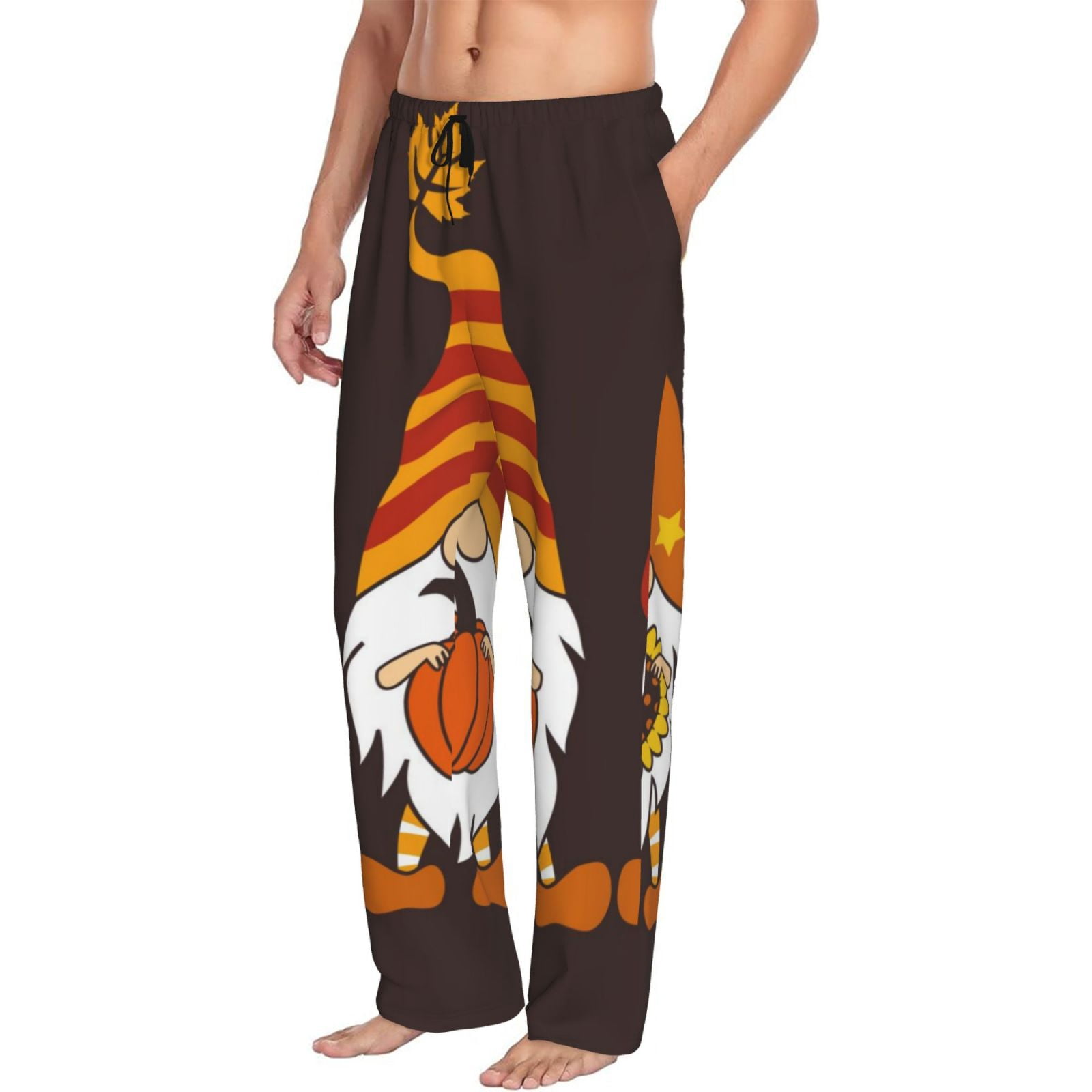Long Pajama Pants for Men, Fall Gnomes Comfort Mens Bottoms Sleep Pants ...