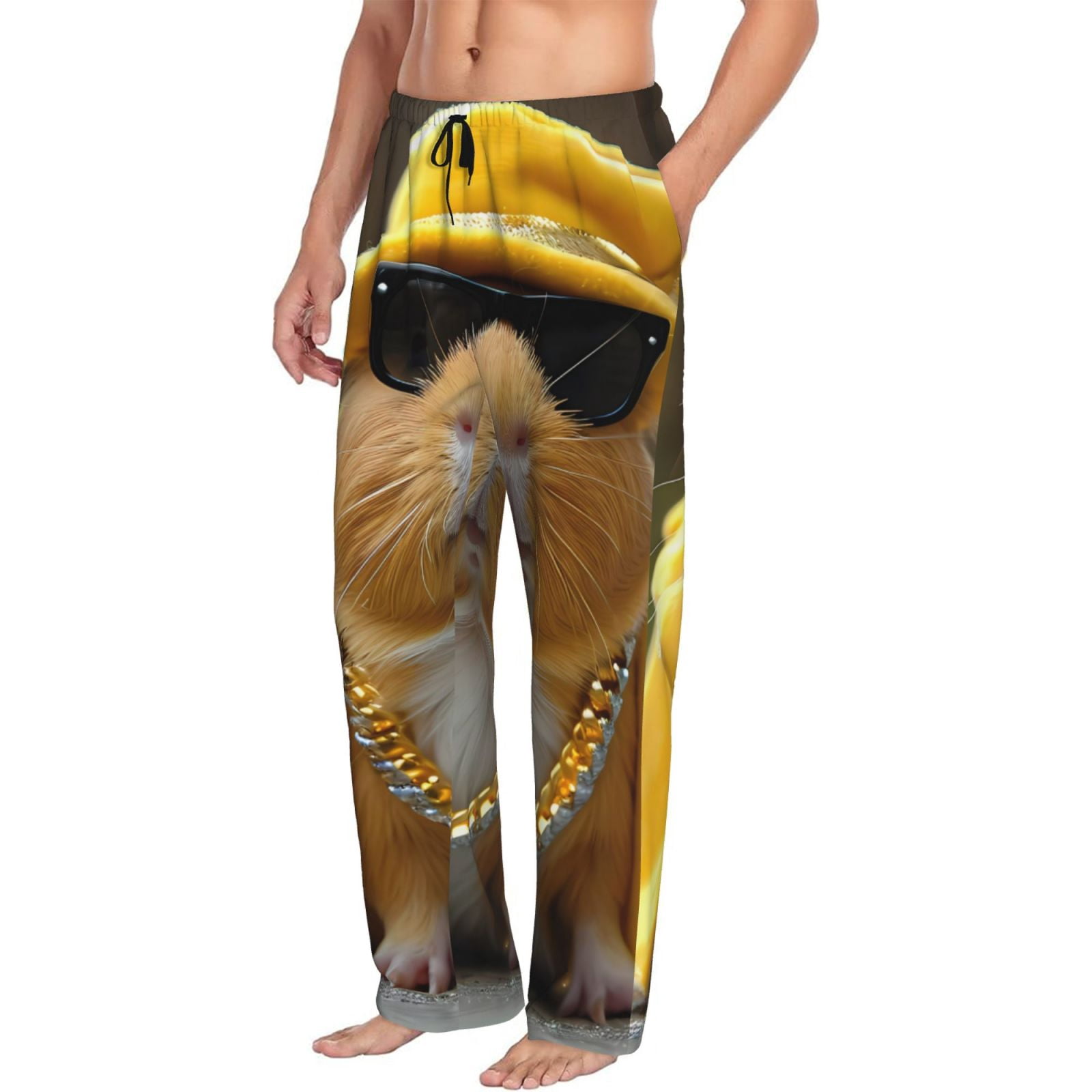 Long Pajama Pants for Men, Heavy Metal Style Guinea Pig Comfort Mens ...