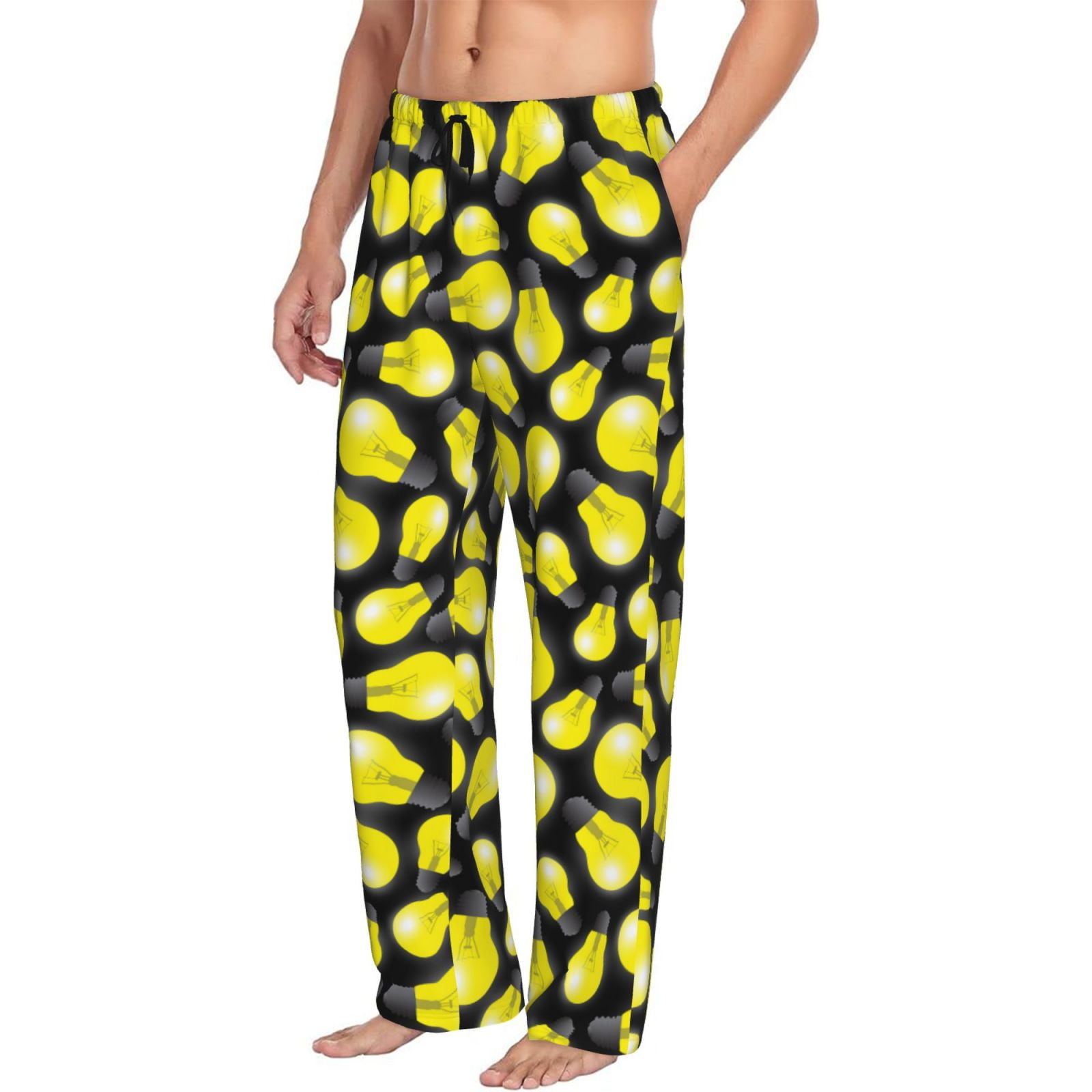 Long Pajama Pants for Men, Light Bulb Pattern Bright Comfort Mens ...