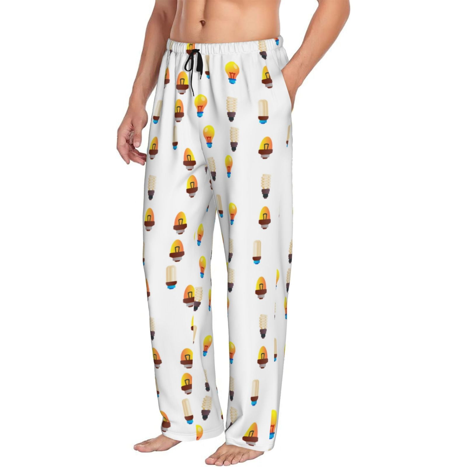 Long Pajama Pants for Men, Light Bulb Pattern Clean Comfort Mens ...
