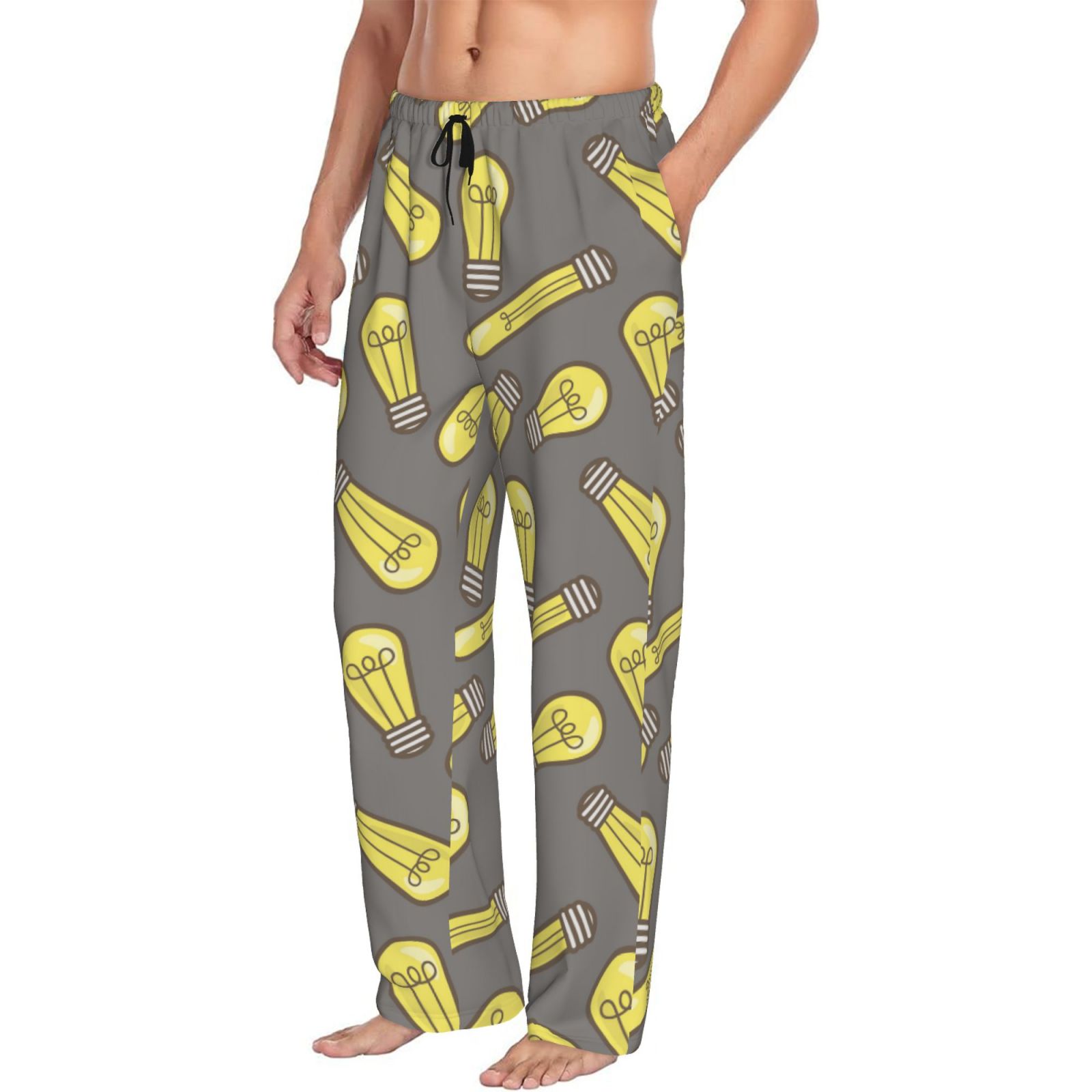 Long Pajama Pants for Men, Light Bulb Pattern easy Comfort Mens Bottoms ...