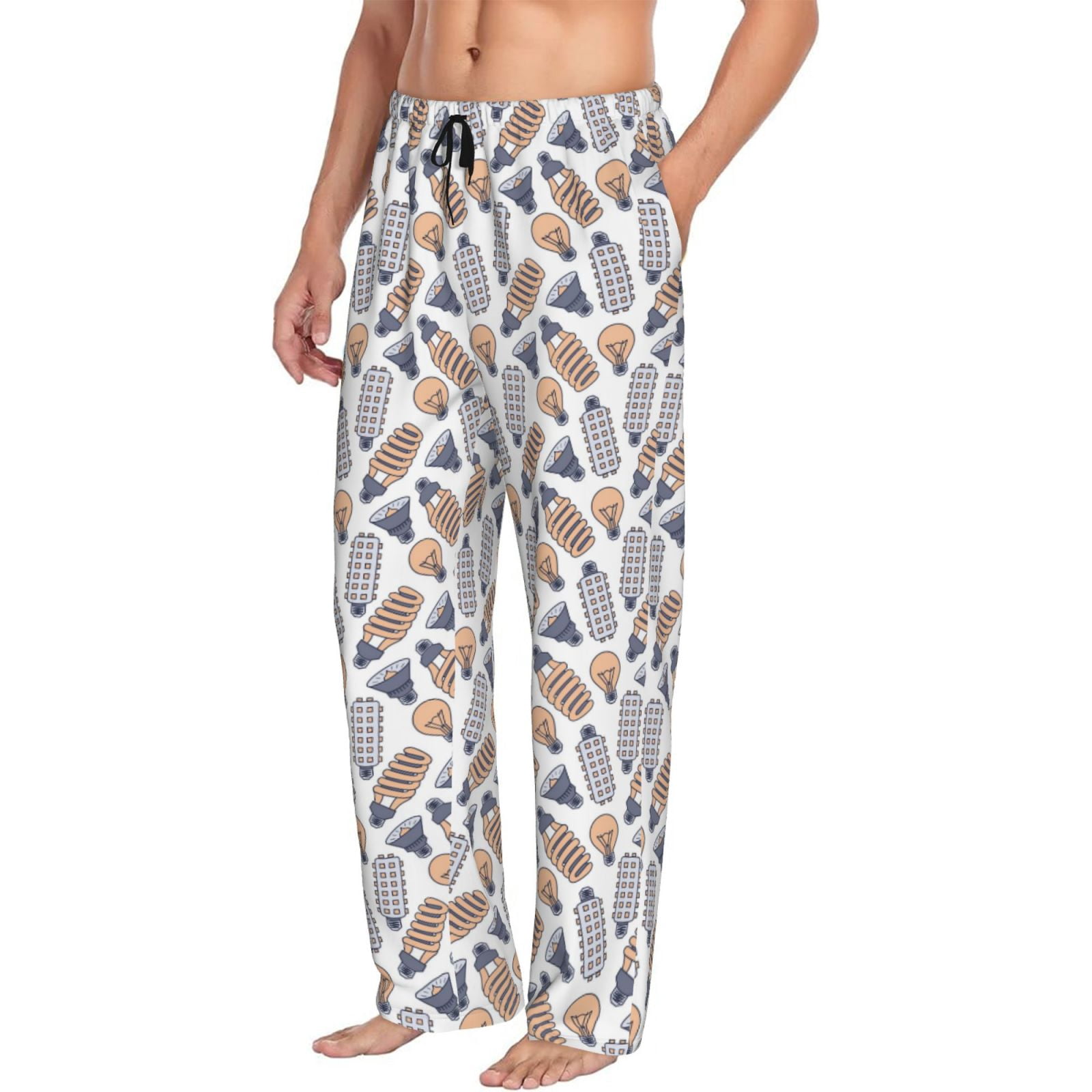 Long Pajama Pants for Men, Light Bulb Pattern funny Comfort Mens ...