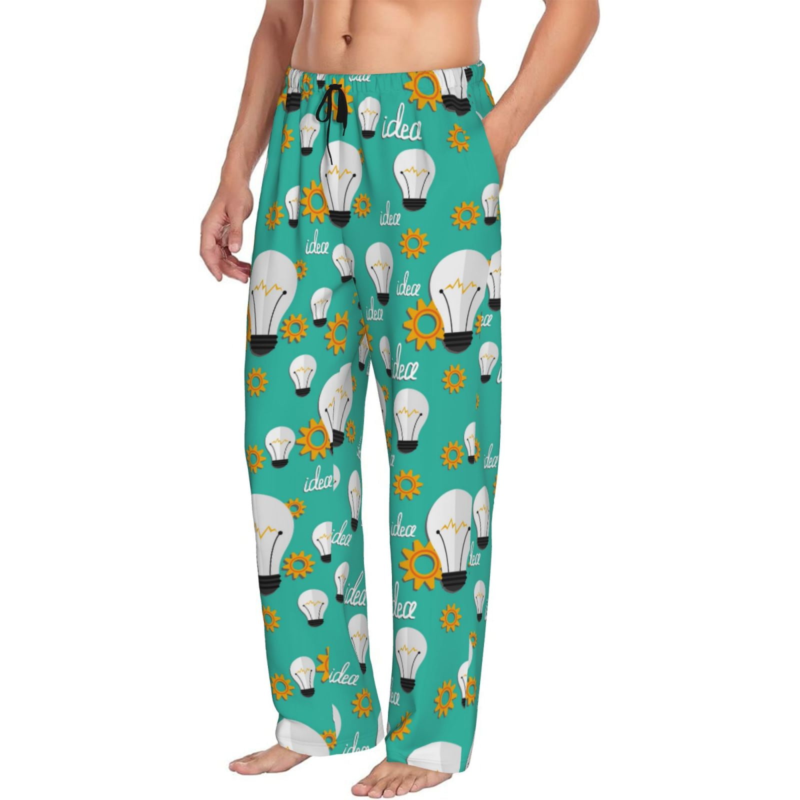 Long Pajama Pants for Men, Light Bulb Pattern gear Comfort Mens Bottoms ...