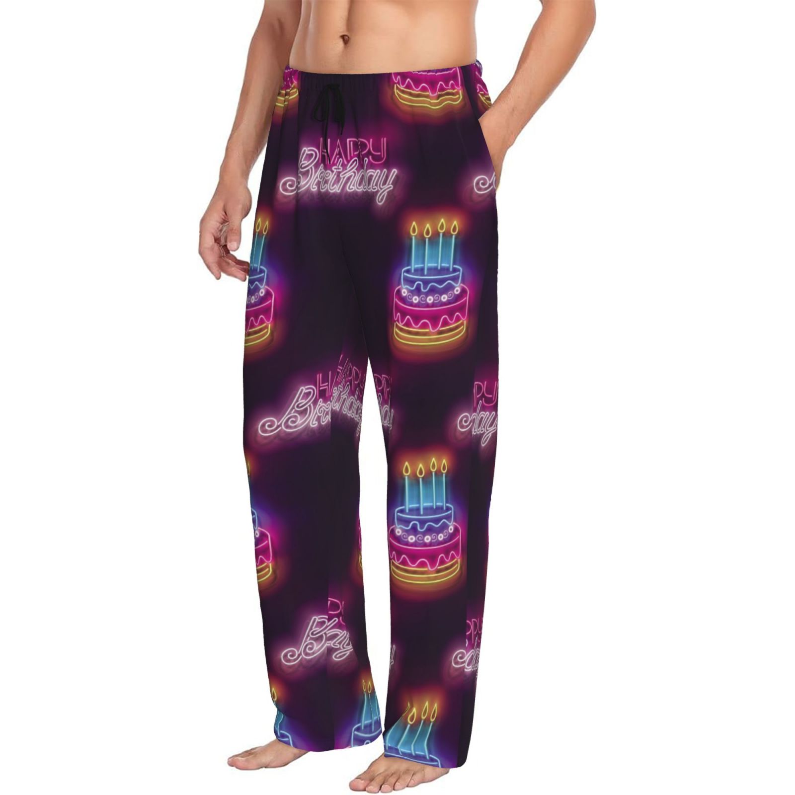 Long Pajama Pants for Men, Light Bulb happy birthday Comfort Mens ...