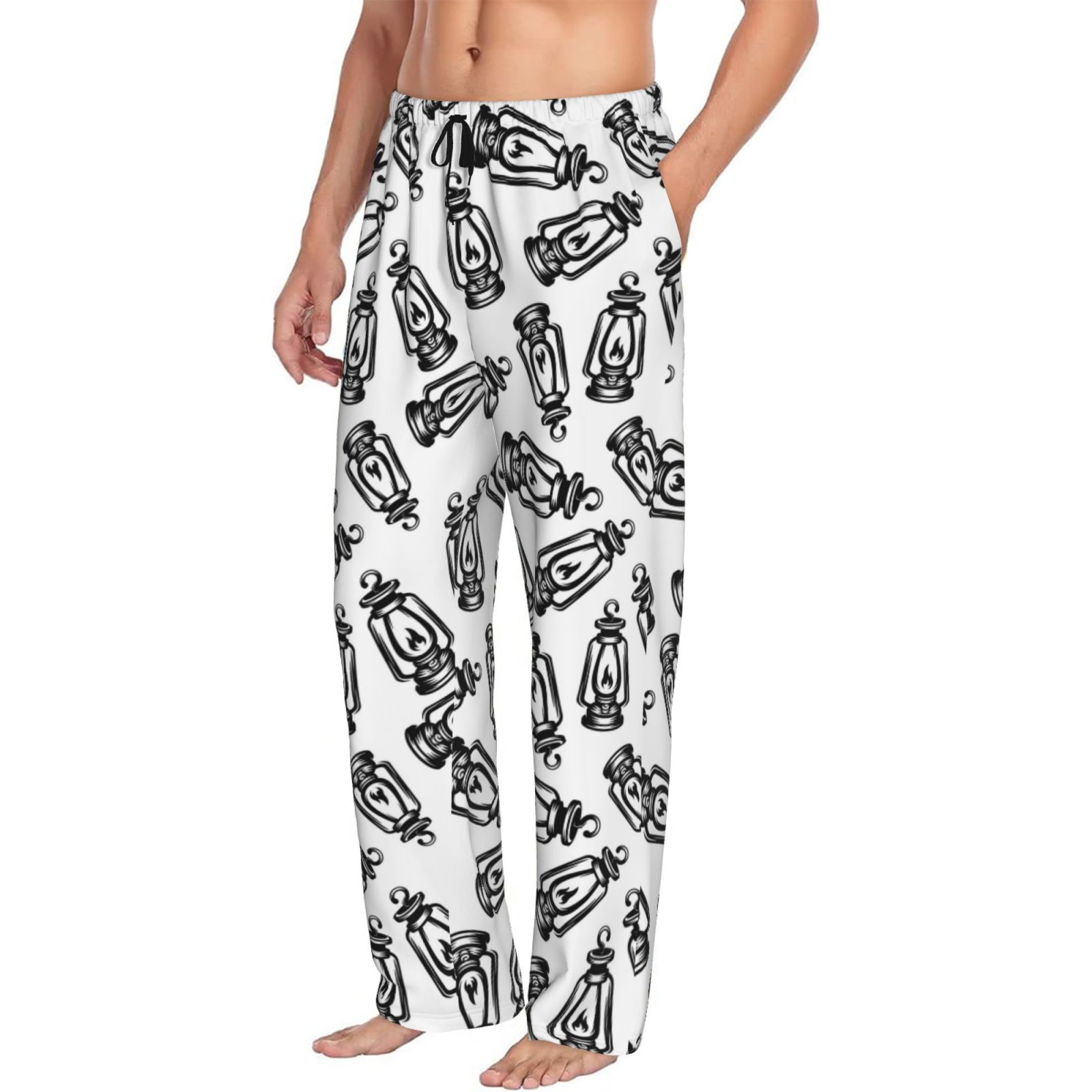 Long Pajama Pants for Men, Light Bulb vintage black Comfort Mens ...