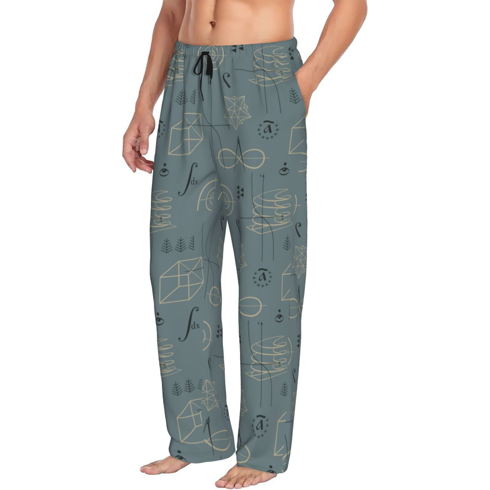 Long Pajama Pants for Men, Math Print Quadrant Comfort Mens Bottoms ...
