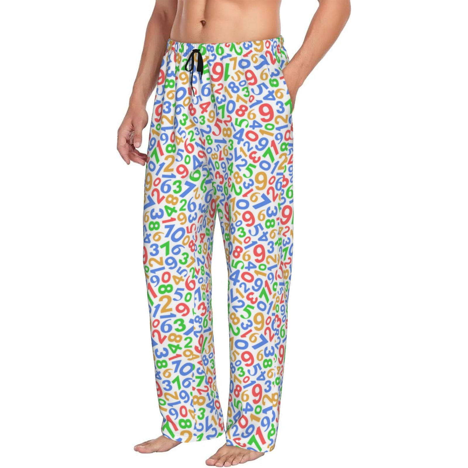 Long Pajama Pants for Men, Math number colorful Comfort Mens Bottoms ...