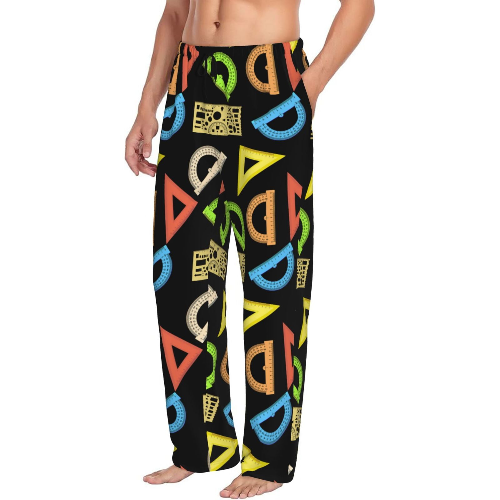 Long Pajama Pants for Men, Math ruler colorful Print Comfort Mens ...