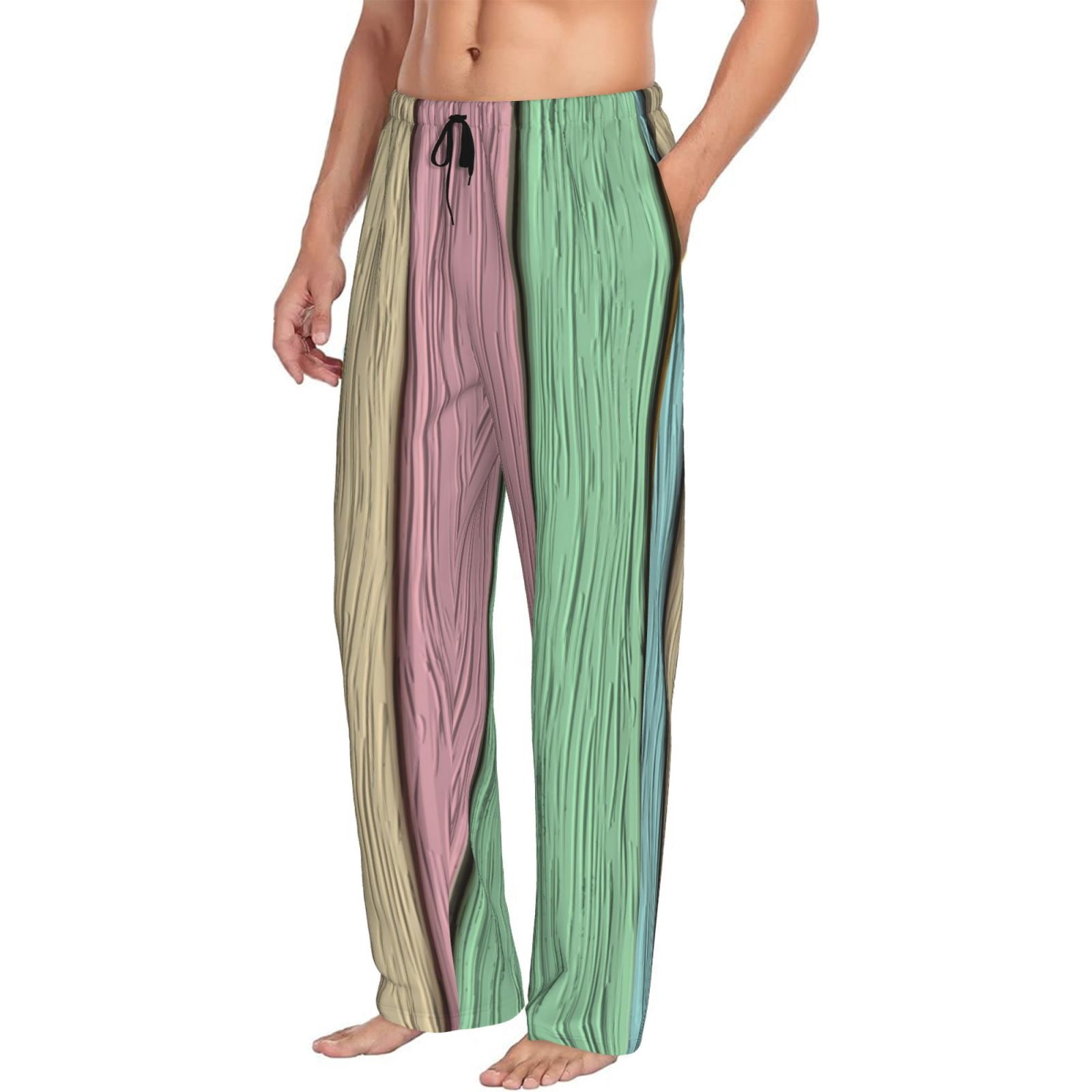 Long Pajama Pants for Men, Pastel Wood Planks Comfort Mens Bottoms ...