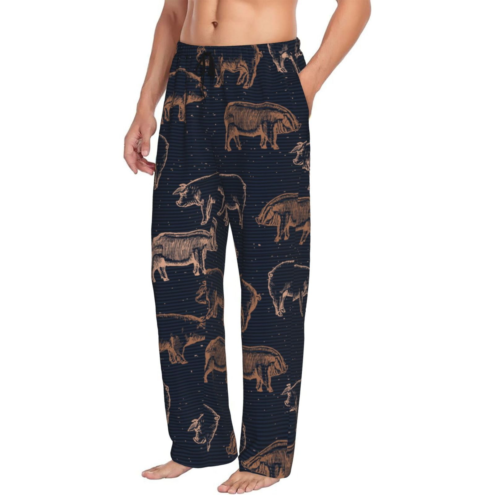 Long Pajama Pants for Men, Pig Farm Comfort Mens Bottoms Sleep Pants ...