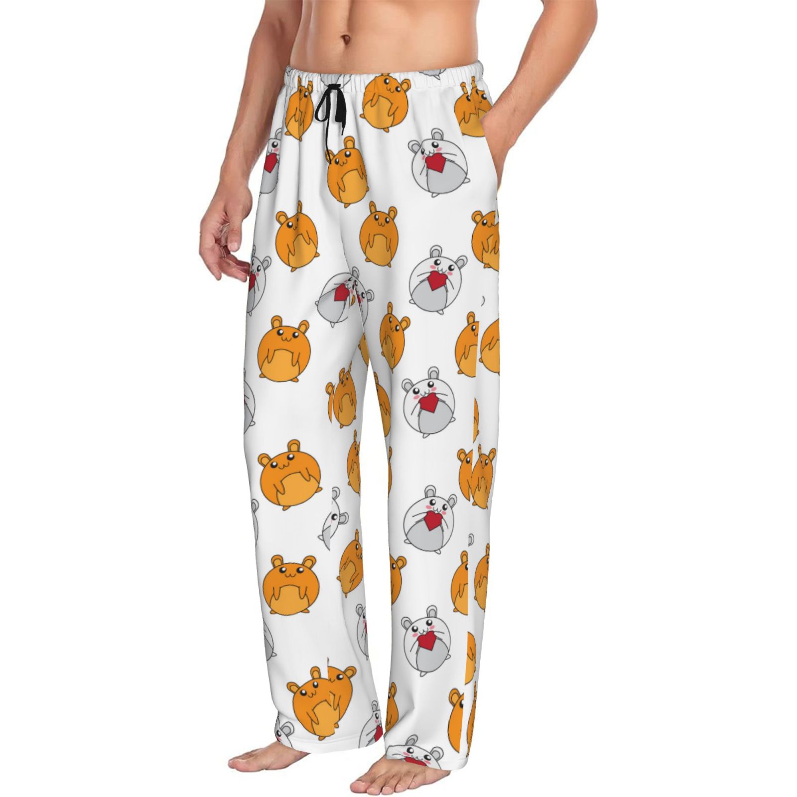 Long Pajama Pants for Men, Q Version Of Cute Hamster Love Comfort Mens ...