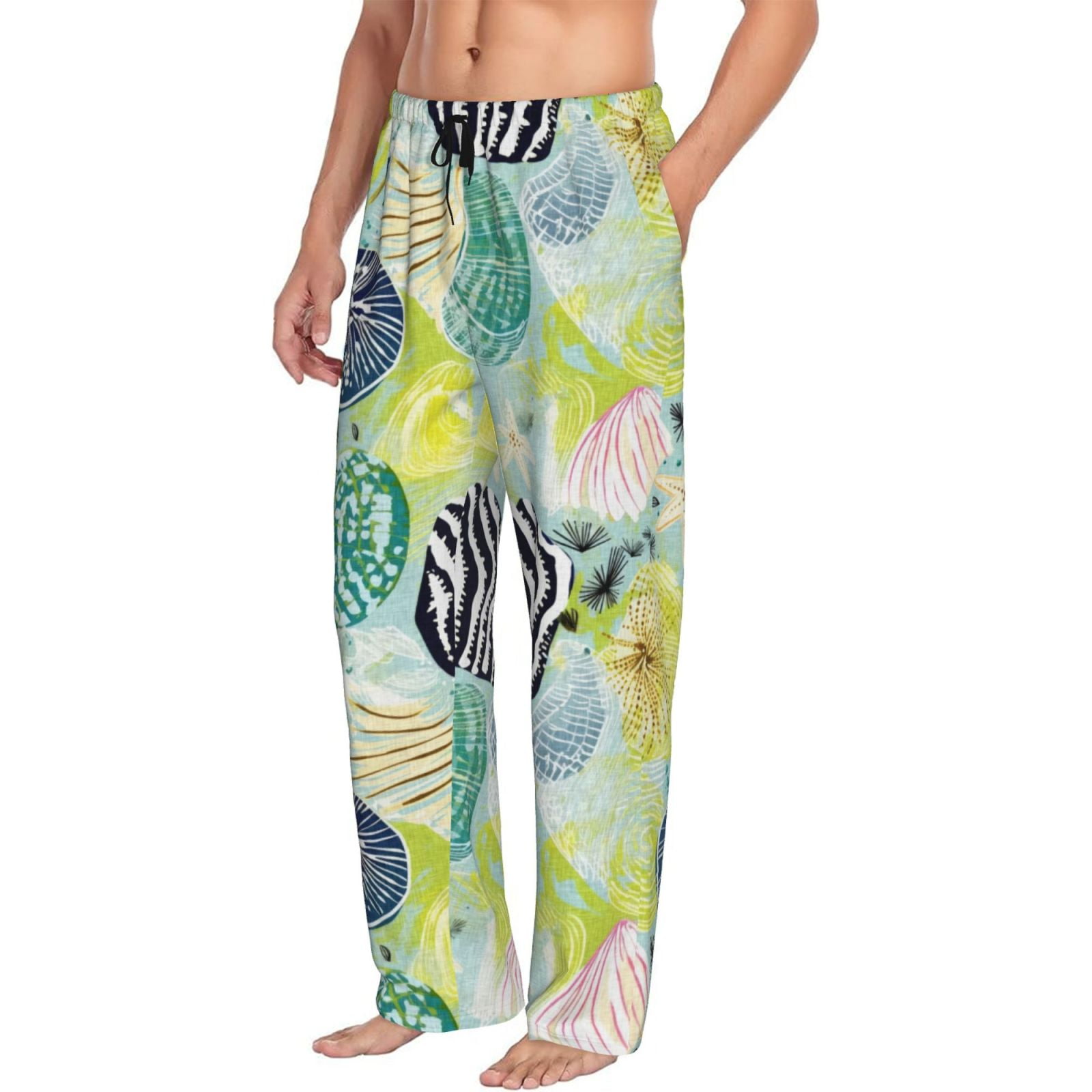 Long Pajama Pants for Men, Shell Clam Comfort Mens Bottoms Sleep Pants ...