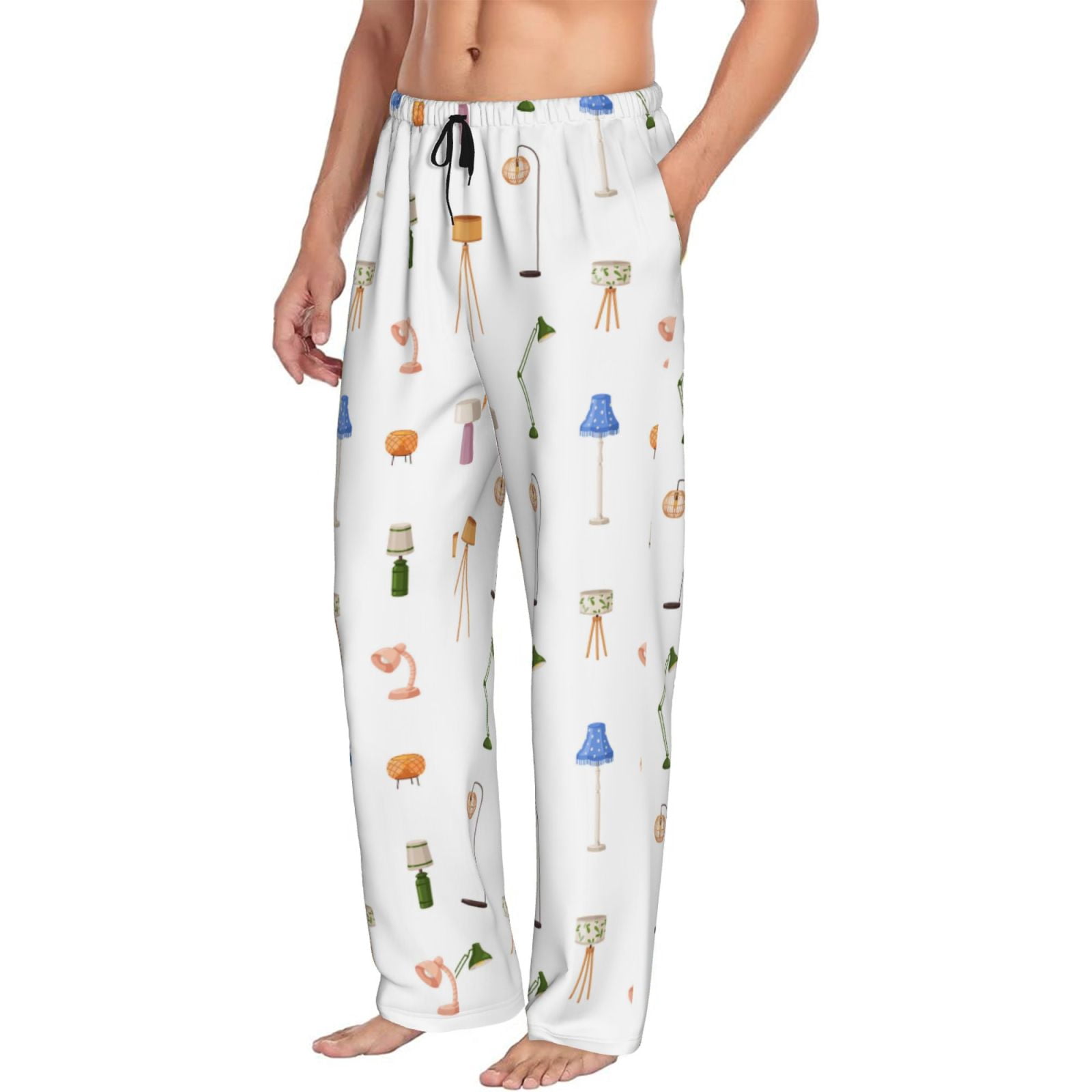 Long Pajama Pants for Men, Urban Light Bulb Pattern Comfort Mens ...